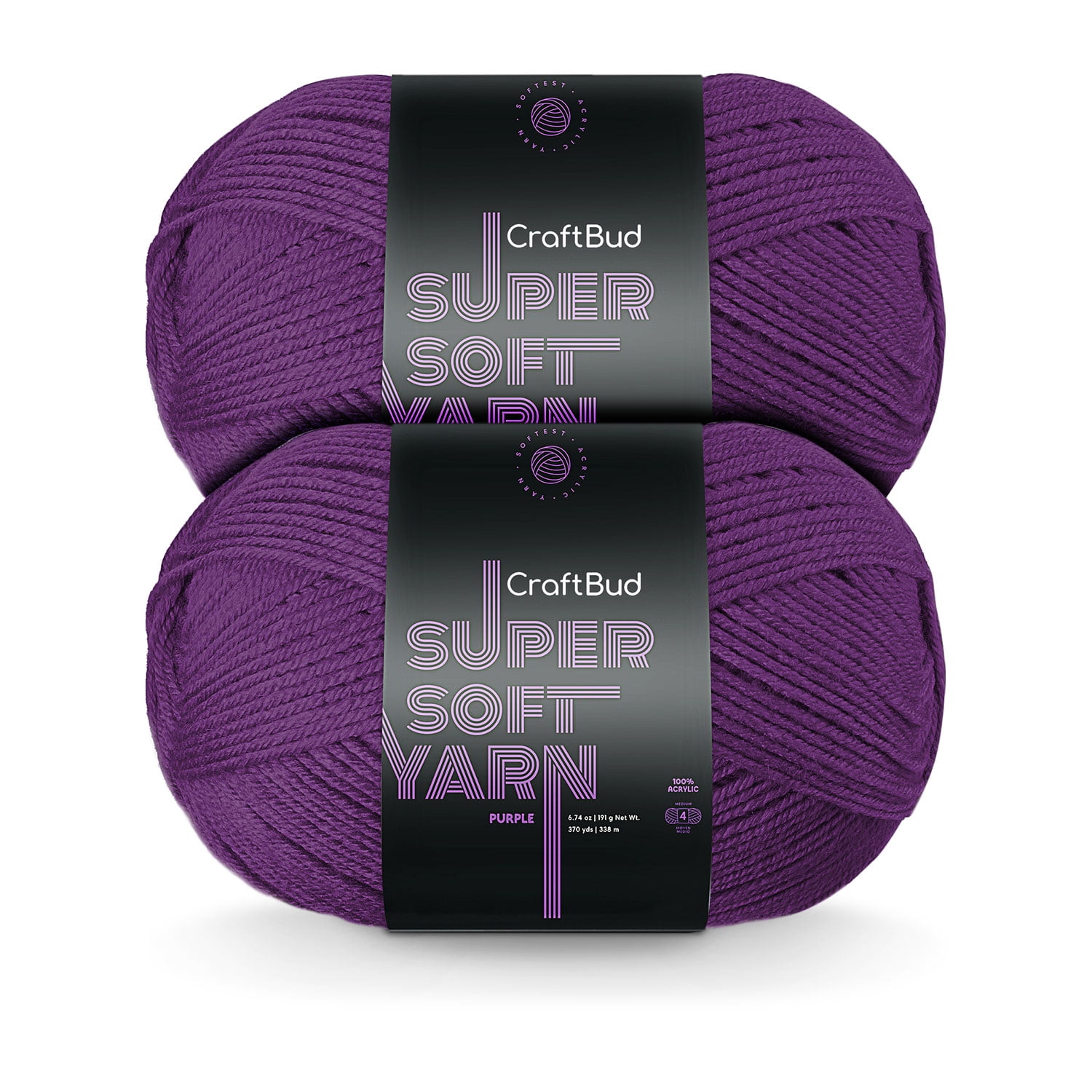 (2 pack) Craftbud Acrylic Yarn For Crocheting And Knitting, (370 Yards ...