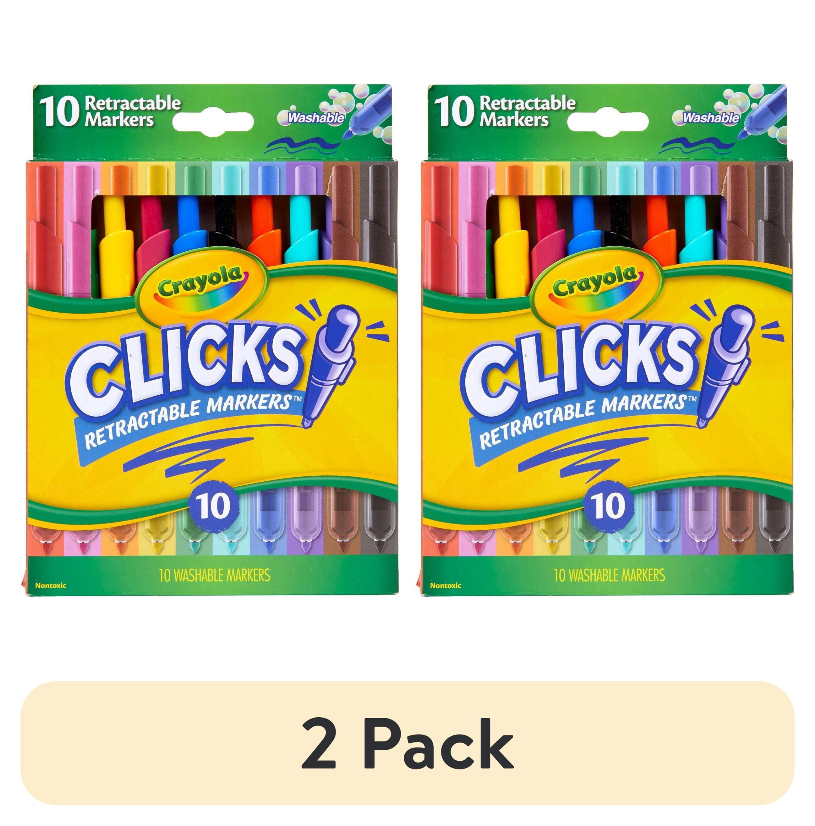 (2 pack) Crayola Clicks Retractable Markers (10ct), Cone Tip, Washable ...