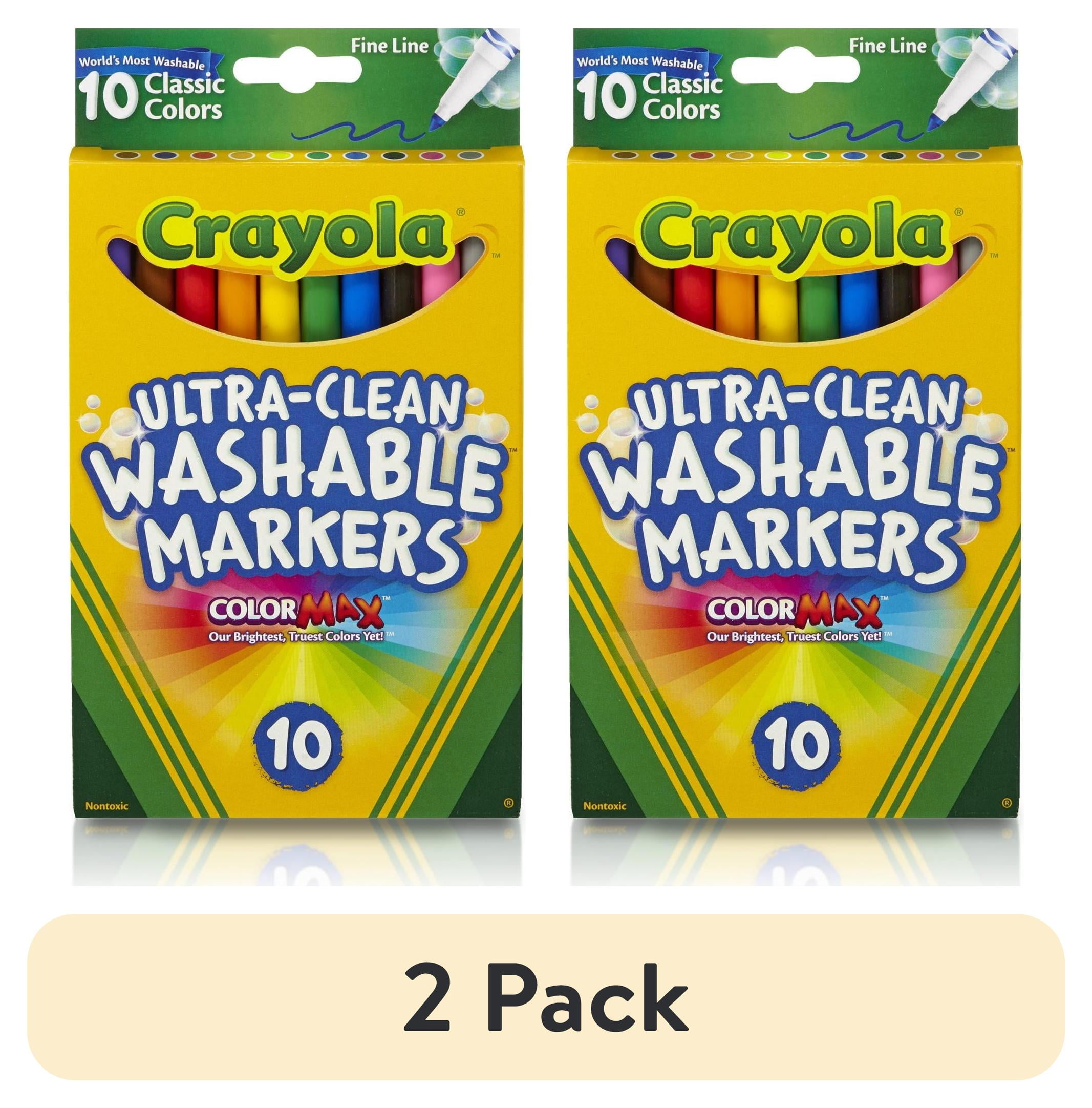 (2 pack) Crayola Ultra-Clean Washable Markers, Fine Line, 10 Ct, School ...