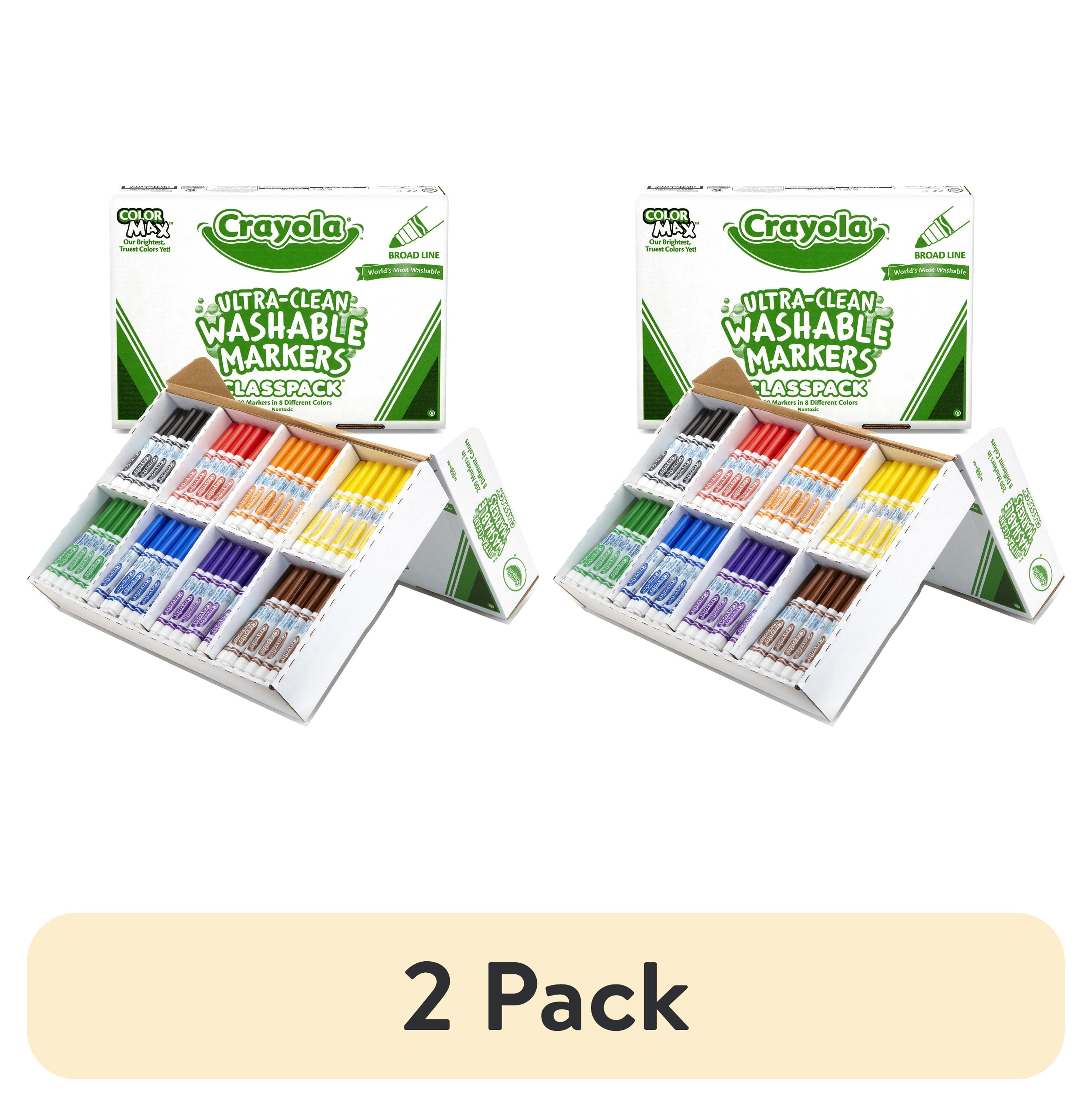 (2 pack) Crayola® Ultra-Clean Washable Markers Classpack, Broad Line, 8 ...