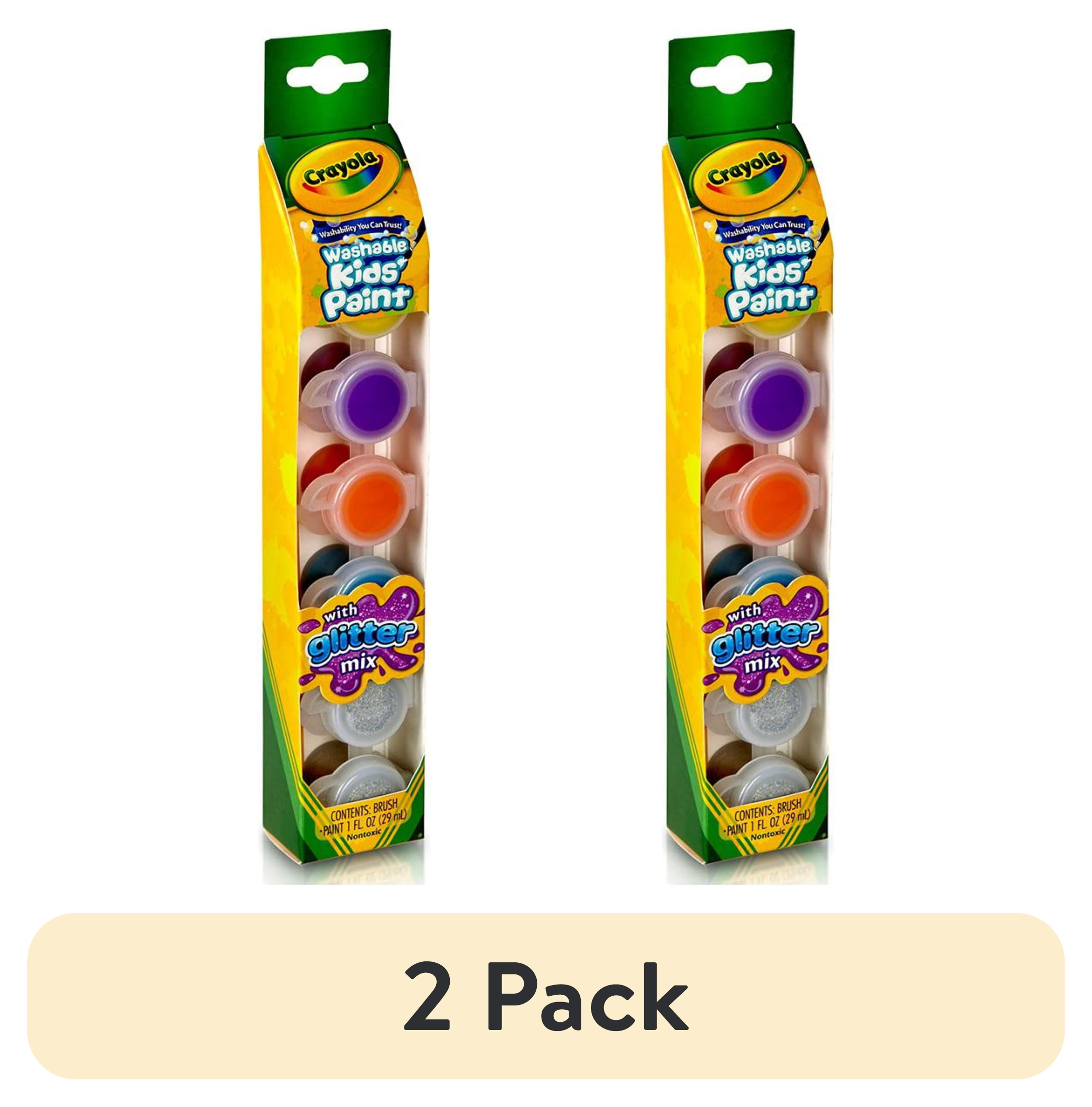 (2 pack) Crayola Washable Kids' Paint Pot Set, 4-Colors with Glitter ...