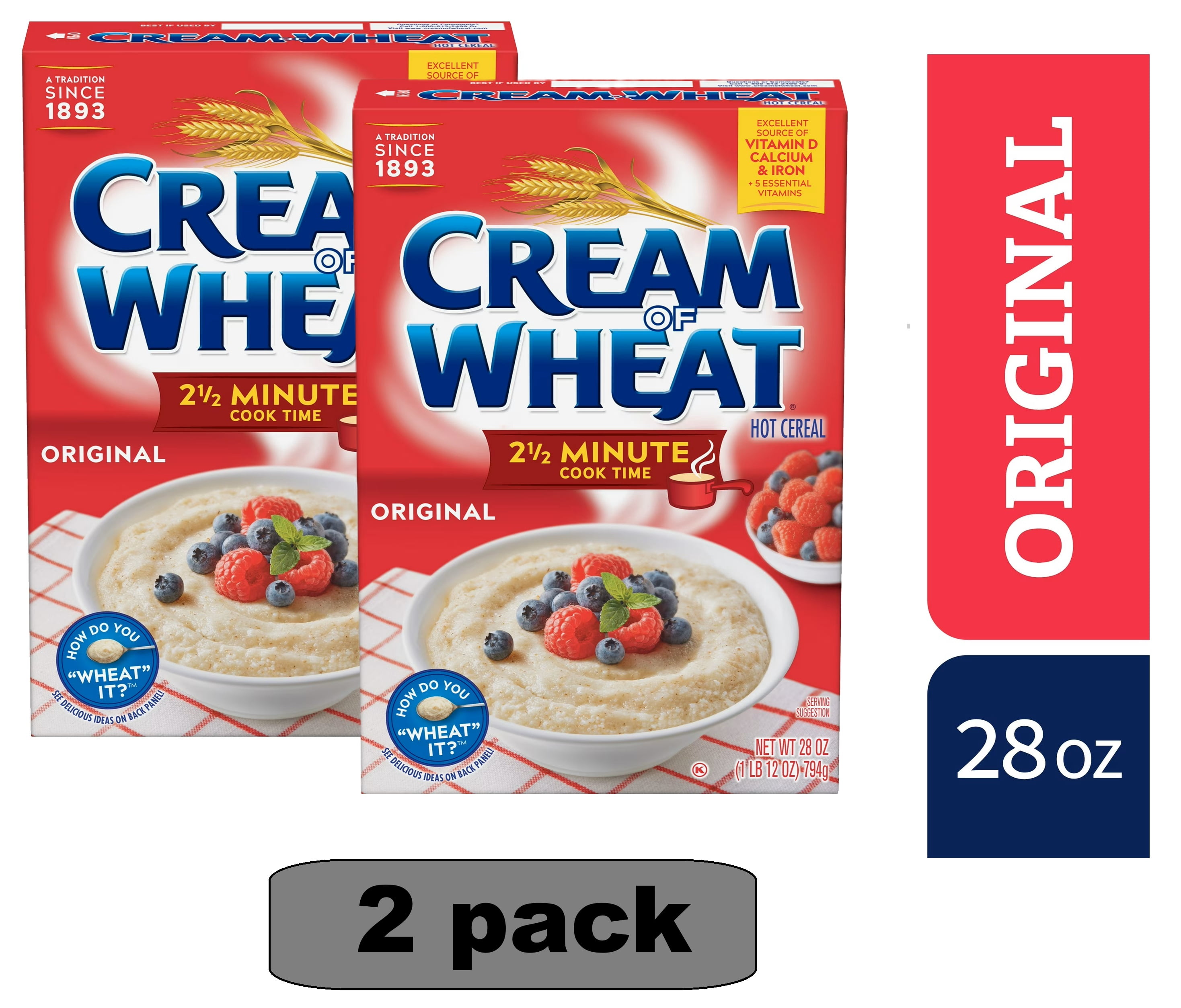 (2 pack ) Cream of Wheat 2.5 Minute Hot Cereal, Original Flavor, Kosher ...