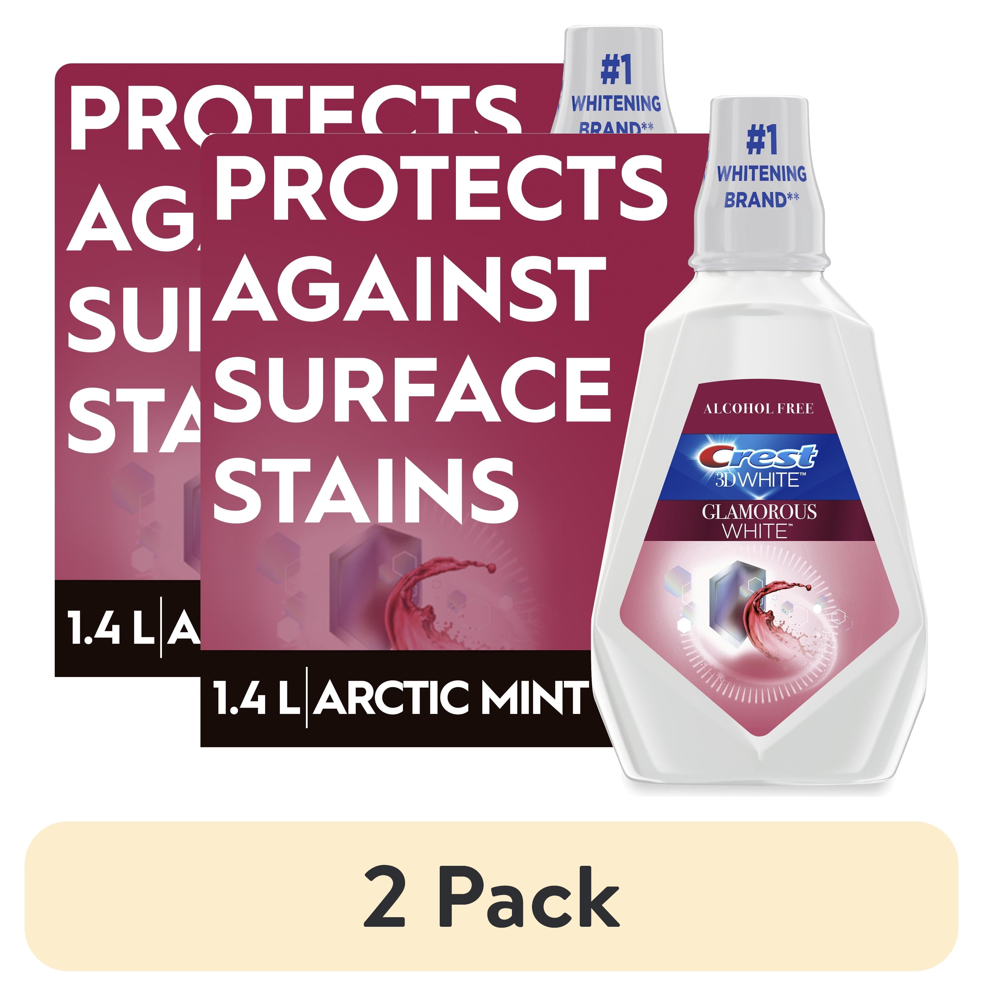 (2 pack) Crest 3D Glamorous White Alcohol Free Multi-Care Whitening Mouthwash, Arctic Mint, 1.4L ...