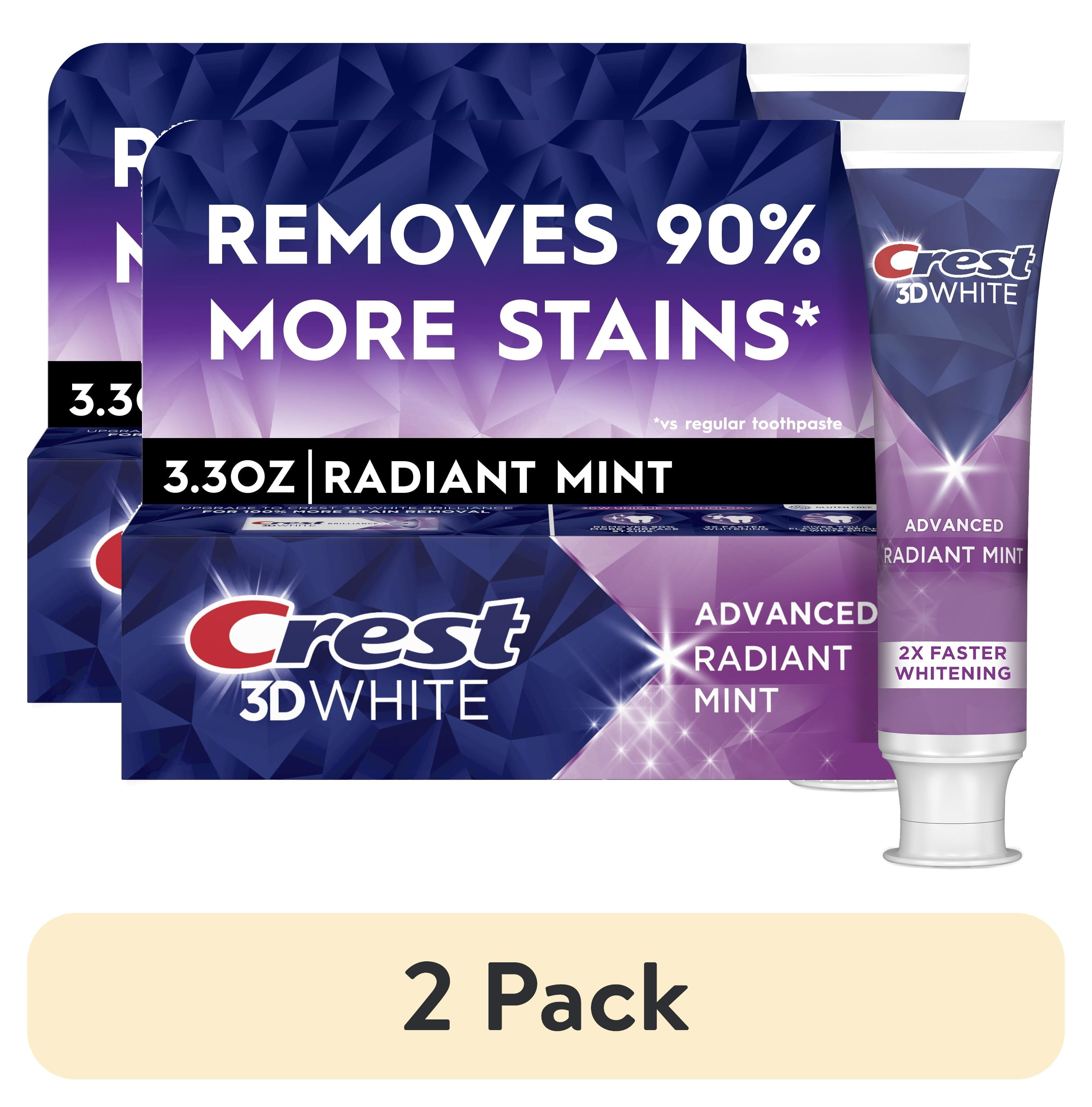 (2 pack) Crest 3D White Advanced Teeth Whitening Toothpaste, Radiant Mint, 3.3 oz - Walmart.com