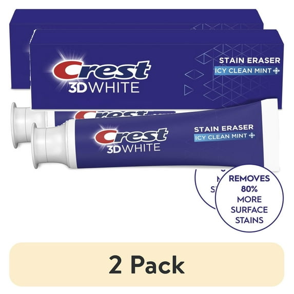 (2 pack) Crest 3D White Stain Eraser Teeth Whitening Toothpaste, Icy ...