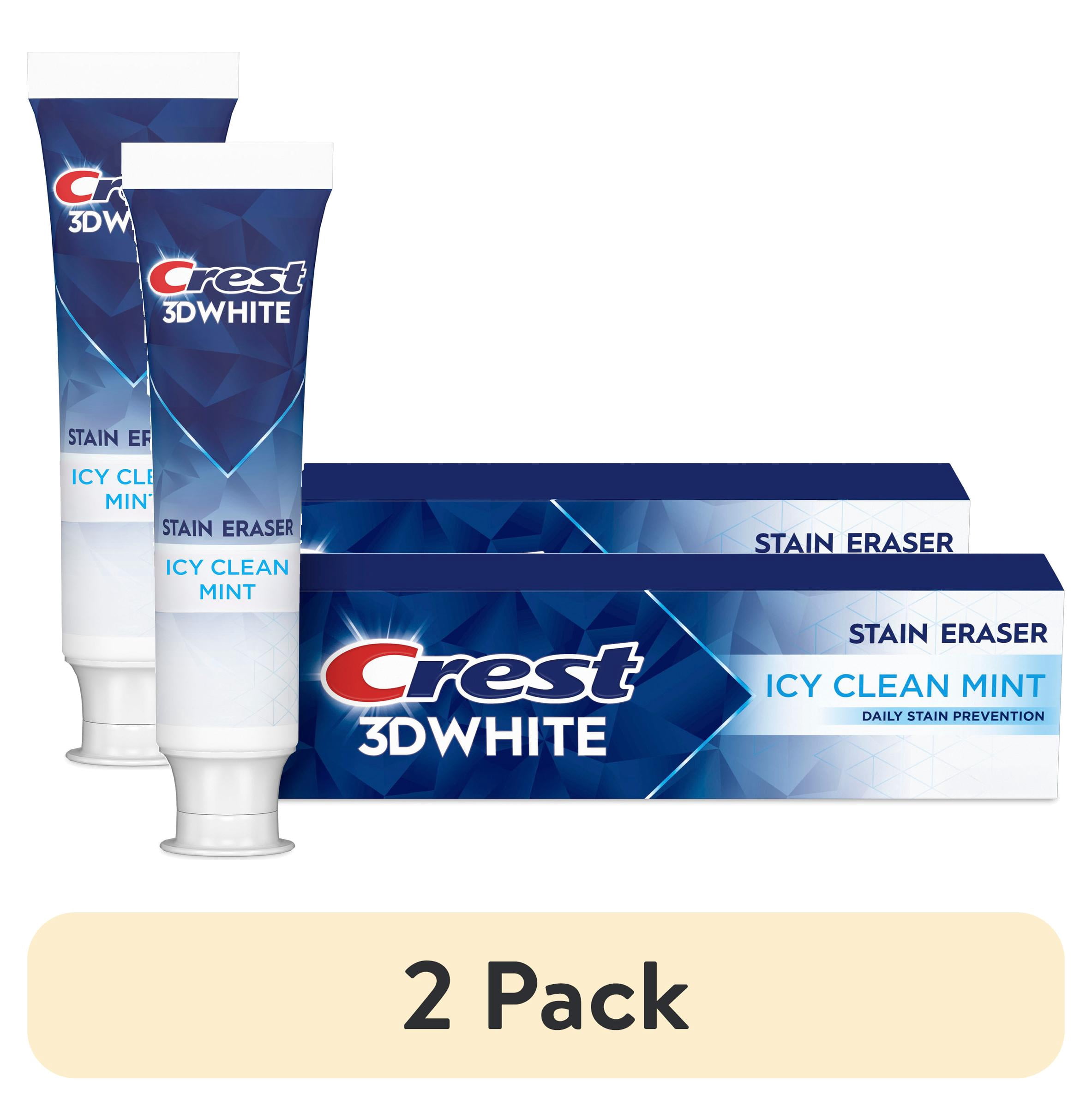 (2 pack) Crest Toothpaste, 3D White Stain Eraser, Icy Clean Mint, 3.8 ...