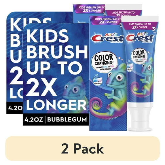 (2 pack) Crest Kids Advanced Fluoride Toothpaste, Bubblegum Flavored, 4 ...