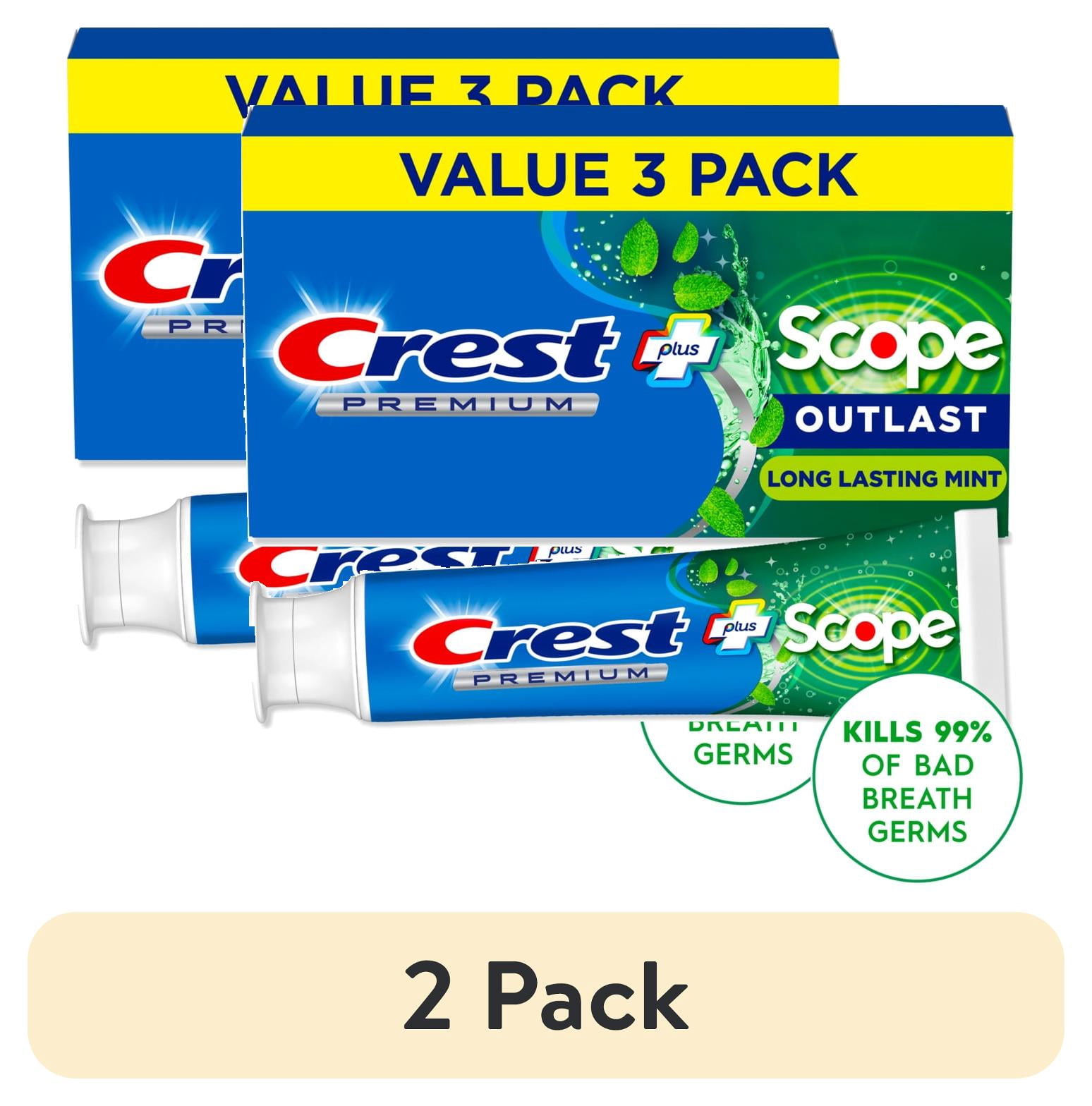 (2 pack) Crest Premium Plus Scope Outlast Fluoride Toothpaste, Long ...