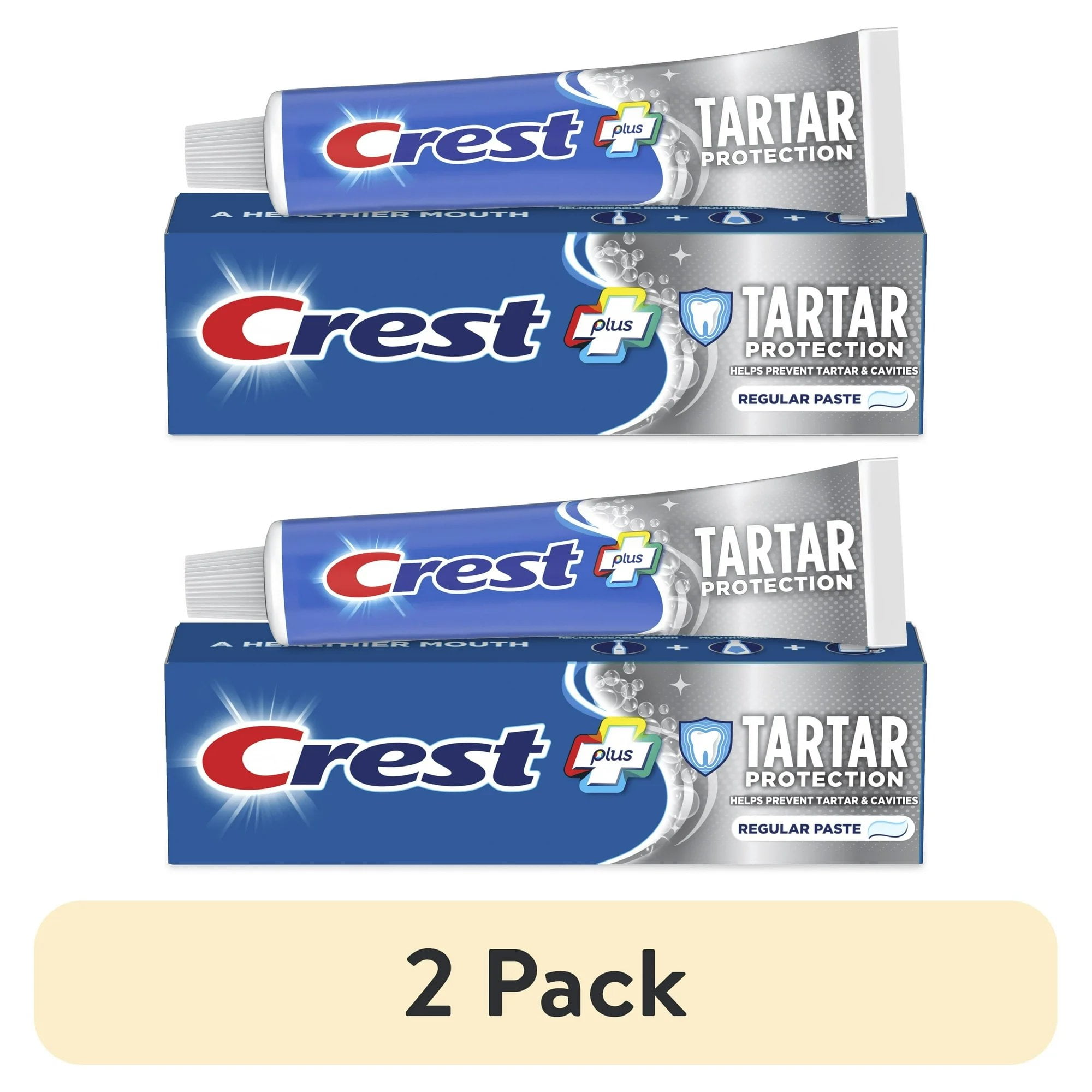 (2 pack) Crest Plus Tartar Protection Toothpaste, Regular Paste, 5.7 oz - Walmart.com