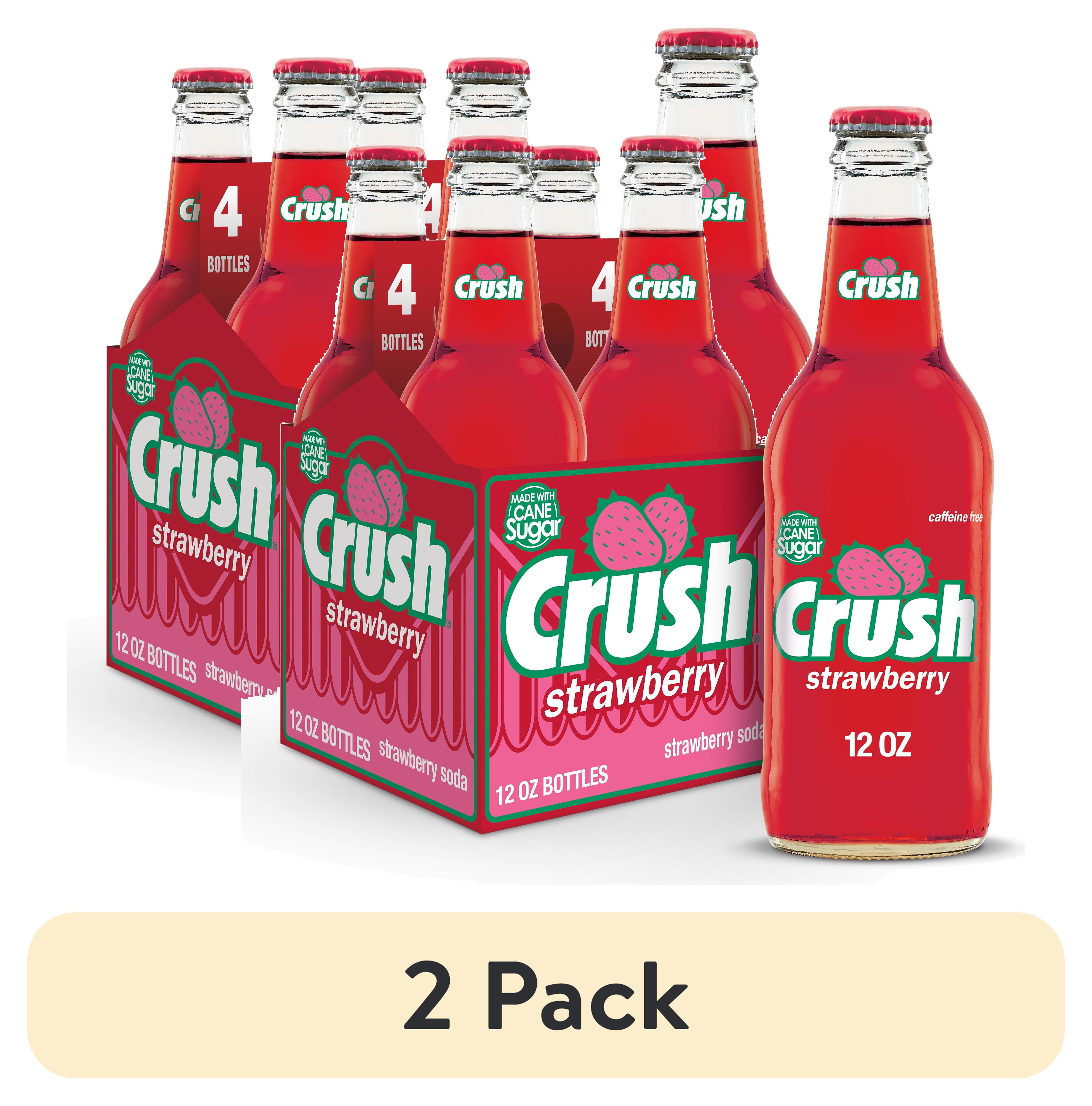 (2 pack) Crush Strawberry Soda Made with Sugar, 12 fl oz glass bottles, 4 pack - Walmart.com