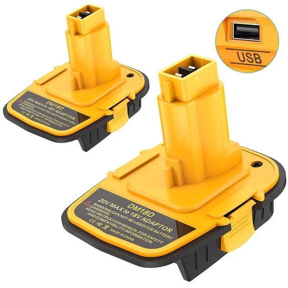 2 pack DM18D Battery Adapter with USB, Converts DW 20V batteries and MV ...