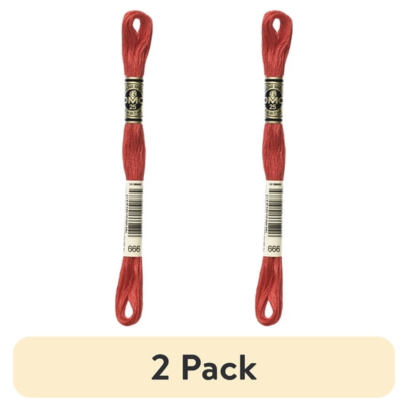 (2 pack) DMC Mouline 117-666 Six-Strand Embroidery Thread, Bright Red ...