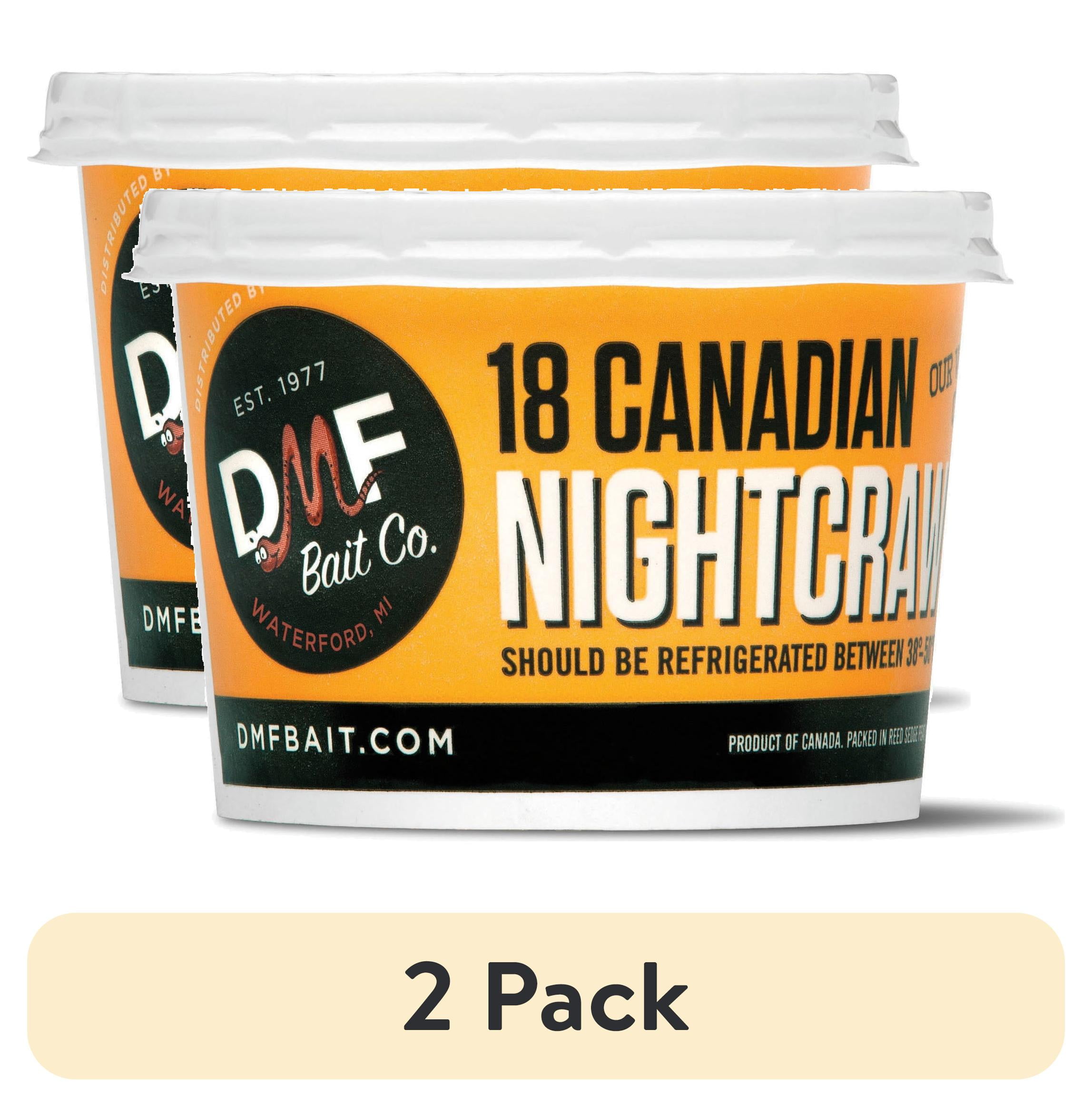 (2 pack) DMF Bait Co. Live Canadian Night Crawlers, Fish Bait, 18 Ct. - Walmart.com
