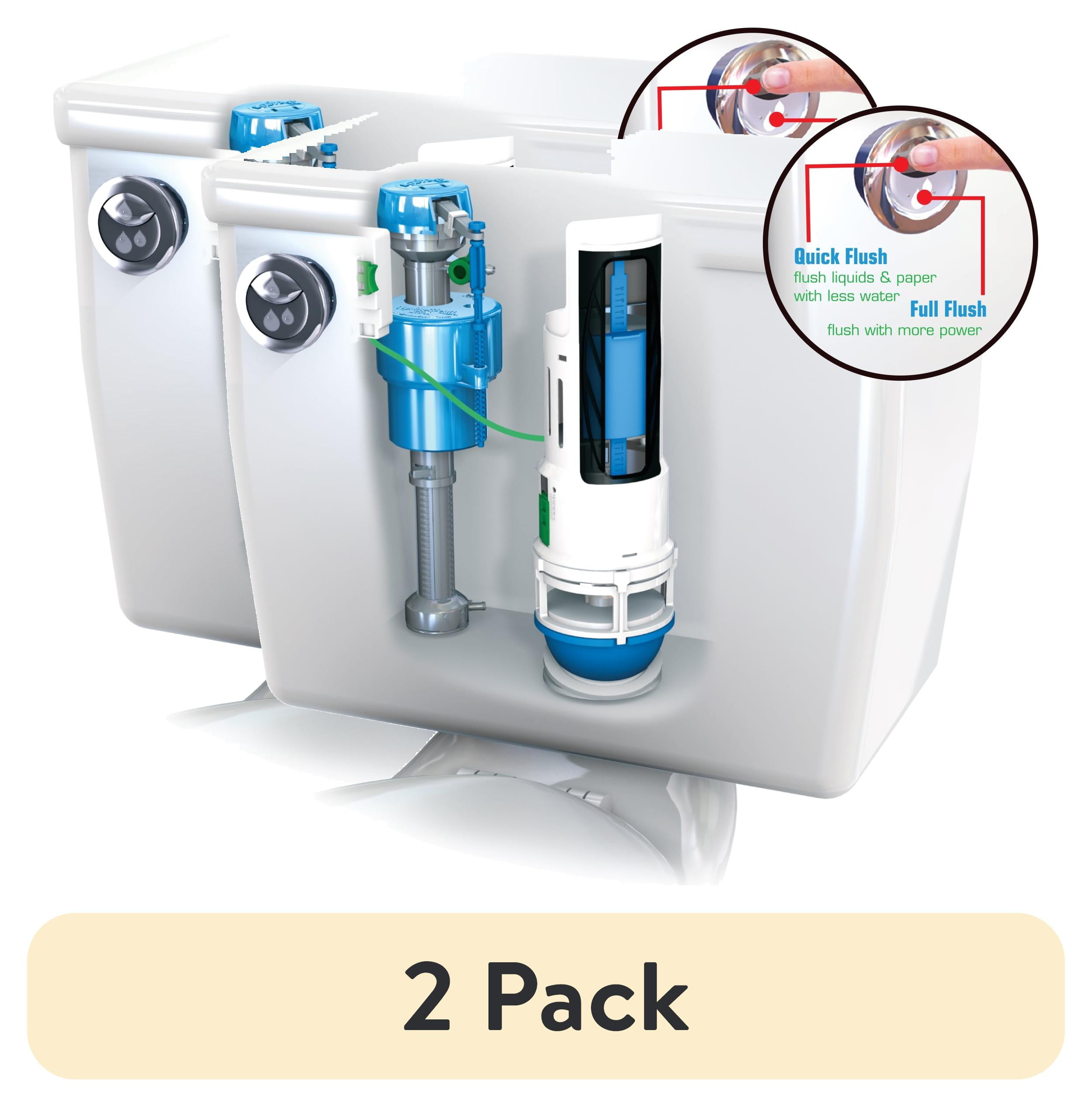(2 pack) Danco HydroRight Toilet Repair Kit with Dual Flush Valve Push Button Handle, 1.9 lbs ...