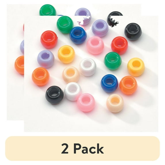 (2 pack) Darice Multicolor Plastic Pony Beads, 9mm, 1000 pieces ...