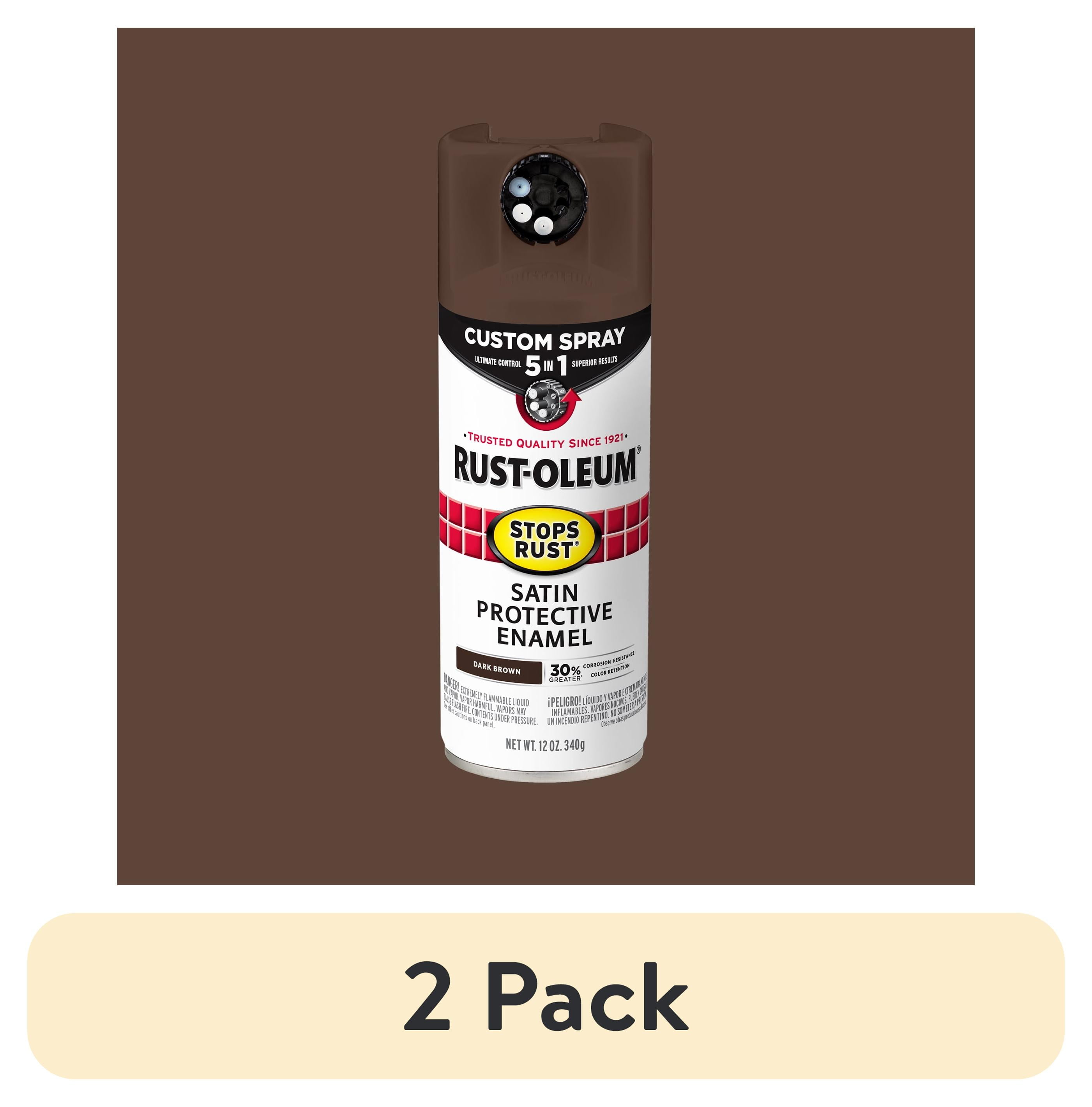 (2 pack) Dark Brown, Rust-Oleum Stops Rust Custom Sprays 5 in 1 Satin ...