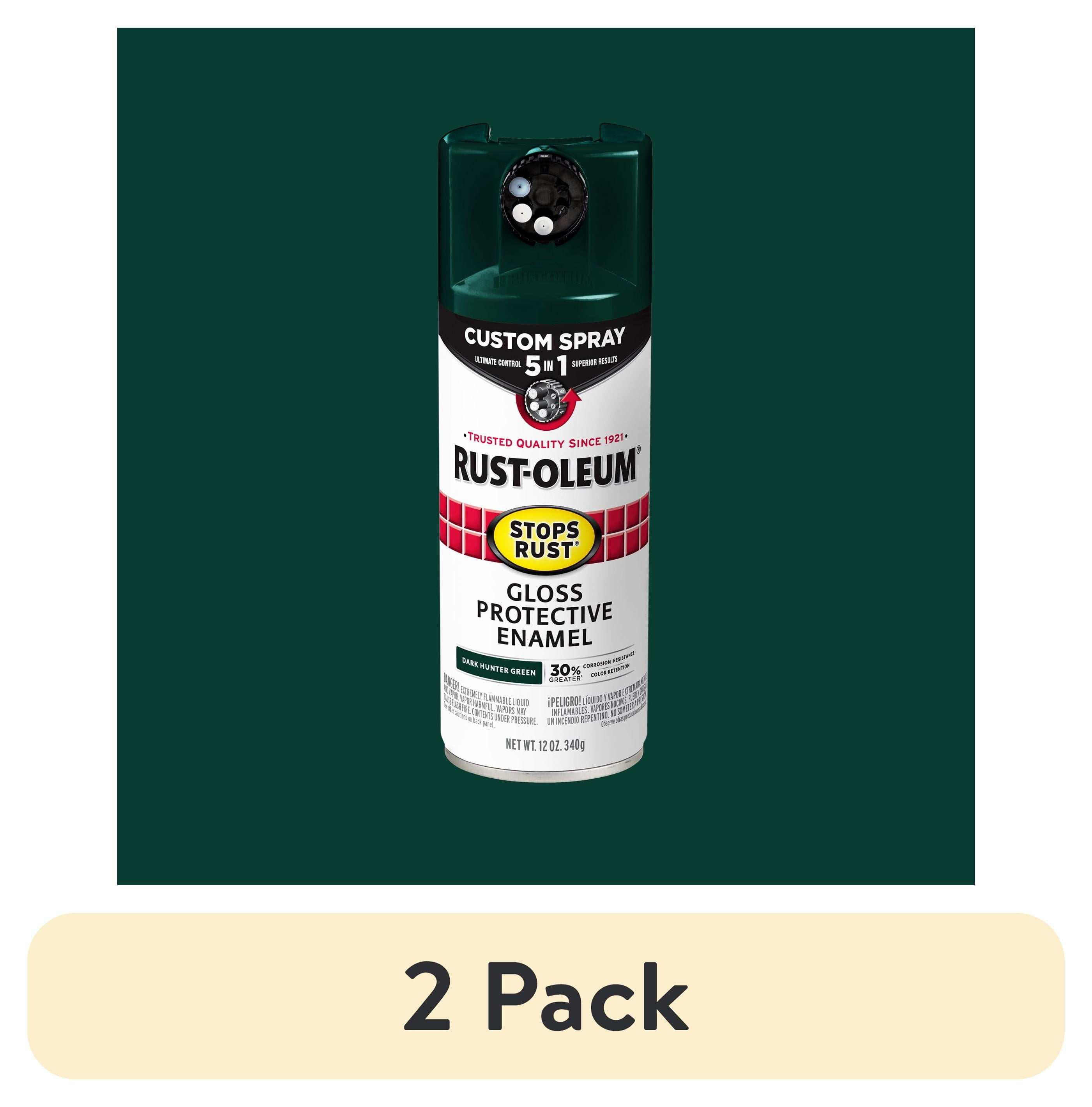 (2 pack) Dark Hunter Green, Rust-Oleum Stops Rust Custom Sprays 5 in 1 ...