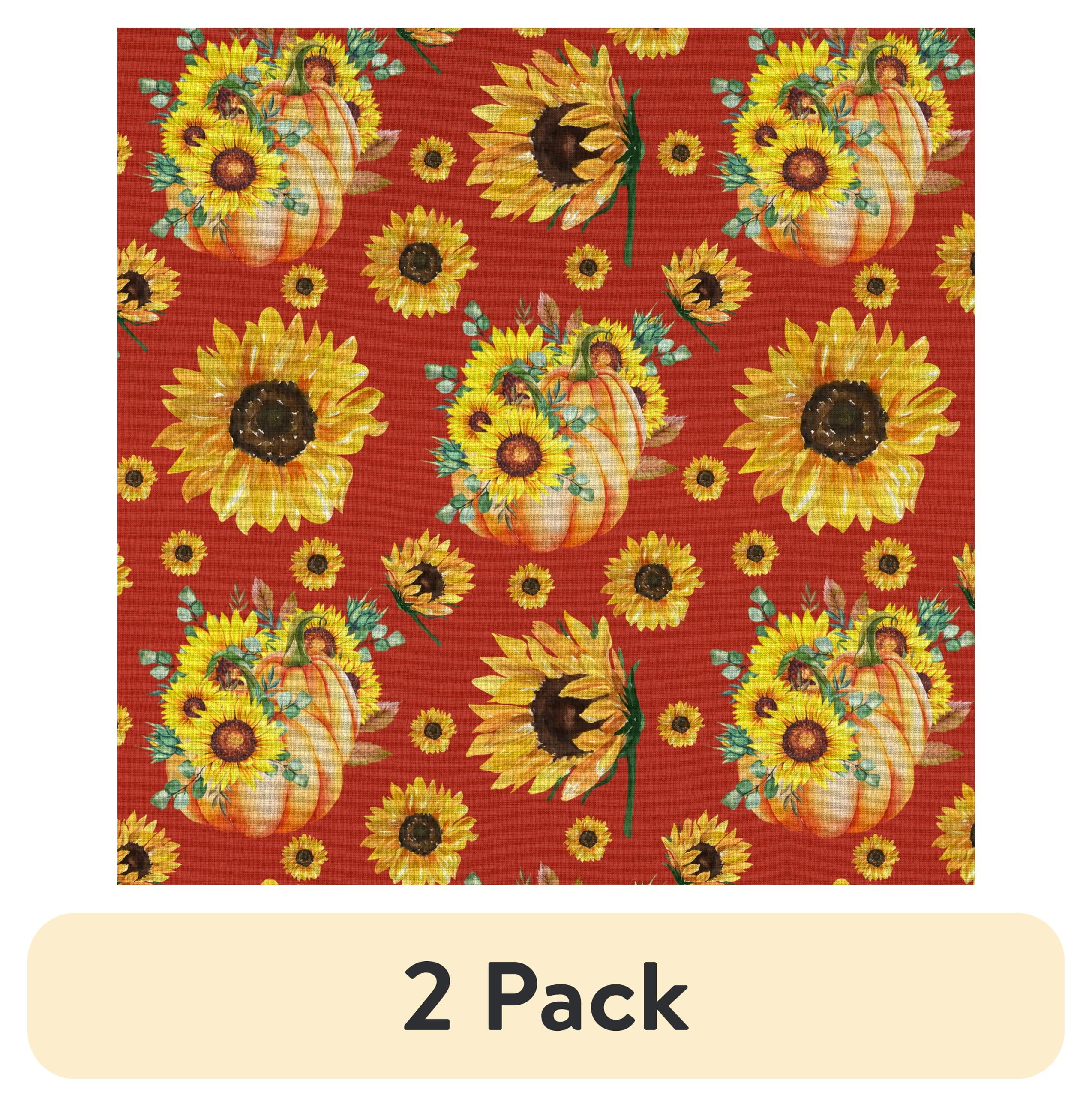 (2 pack) David Textiles 1-Yard Cotton Pumpkin and Sunflowers Precut ...
