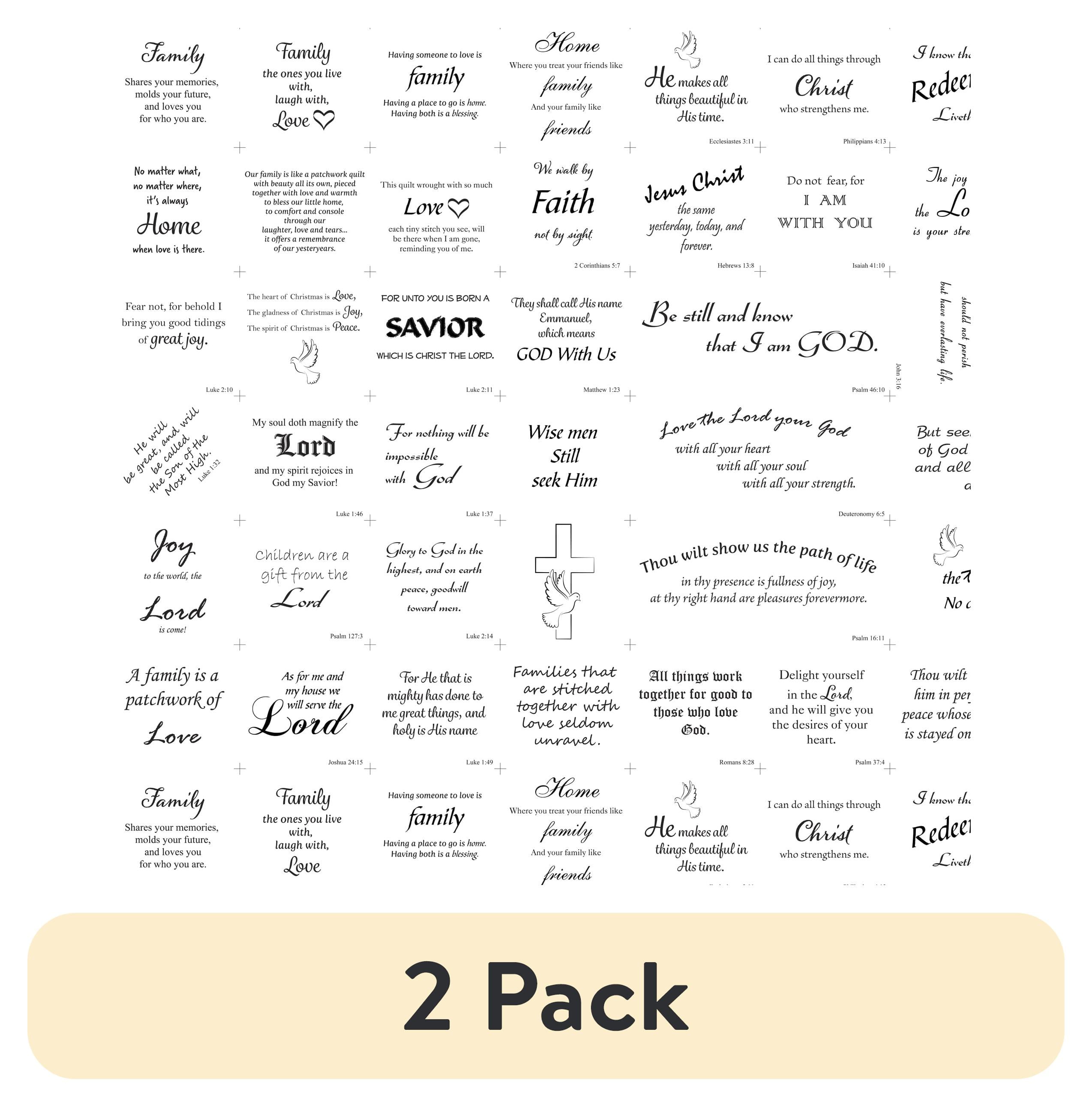 (2 pack) David Textiles 44" x 1 Yard Cotton Religoius Text Precut ...
