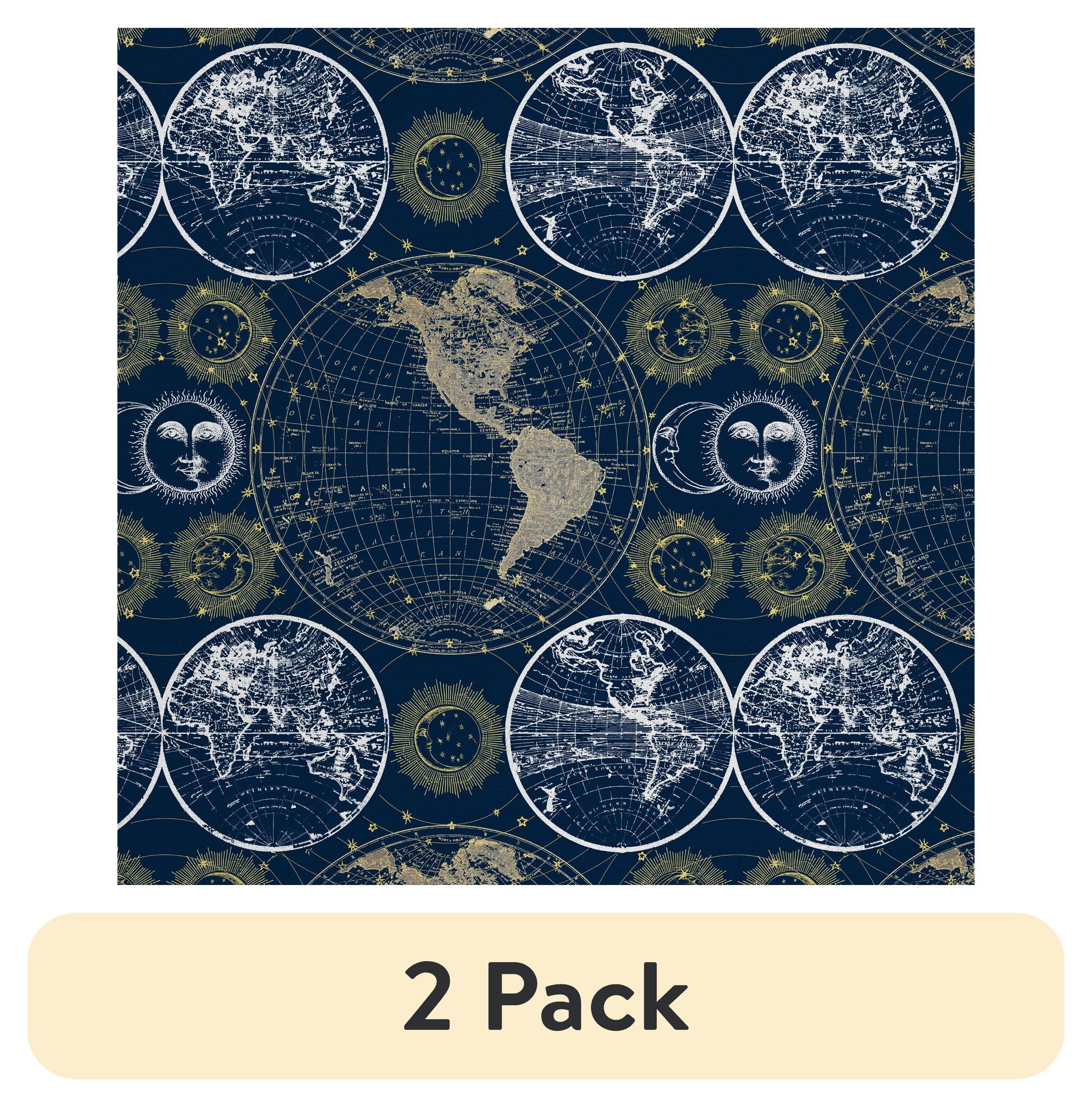 (2 pack) David Textiles 44" x 18" Cotton Celestial Maps Precut Fabric ...