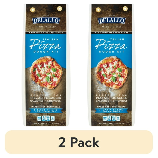 (2 pack) DeLallo Pizza Dough Kit, Italian Pizzeria-Style Crust Mix ...