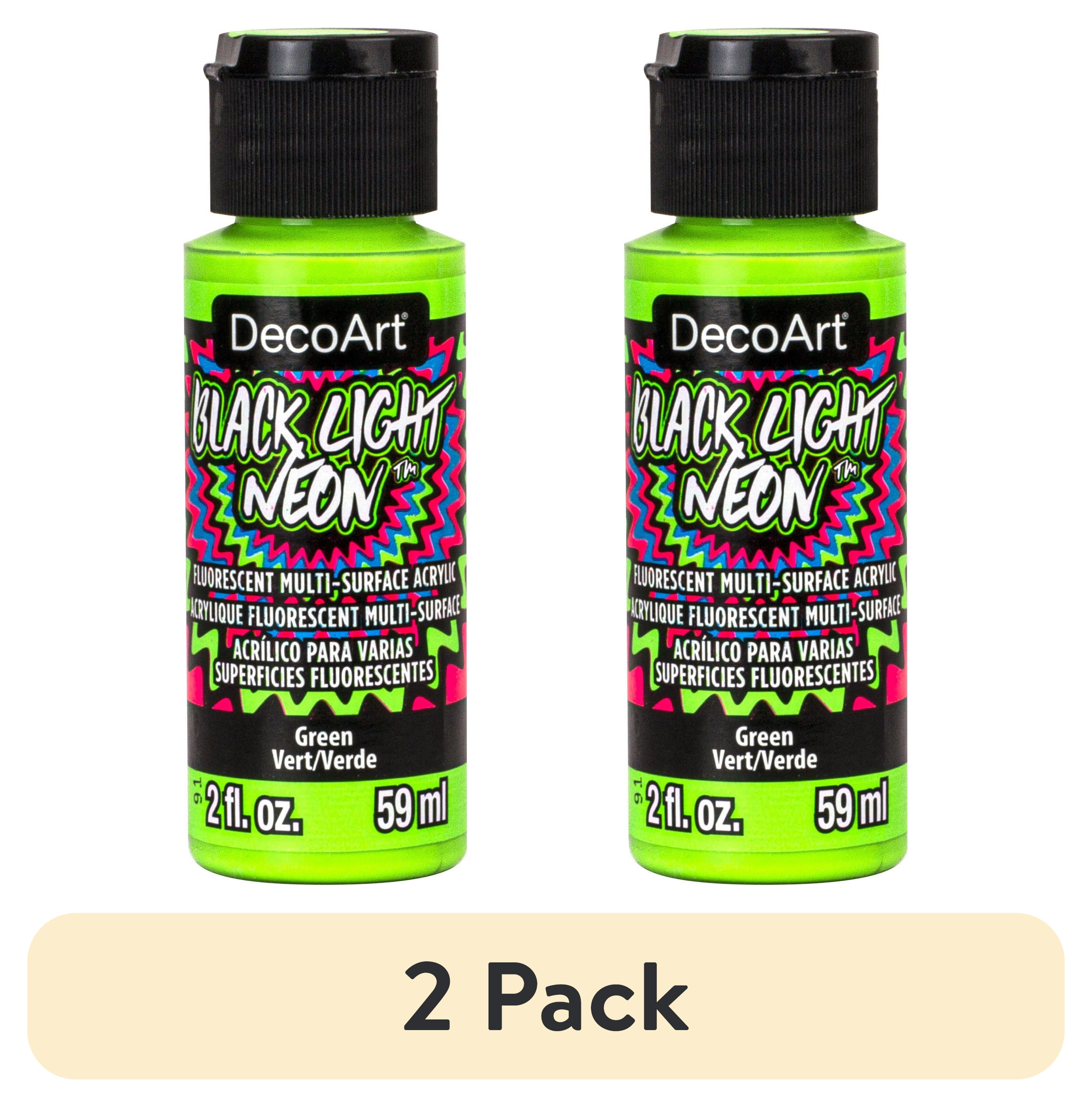 (2 pack) DecoArt Black Light Neon Acrylic Paint 2oz-Green - Walmart.com