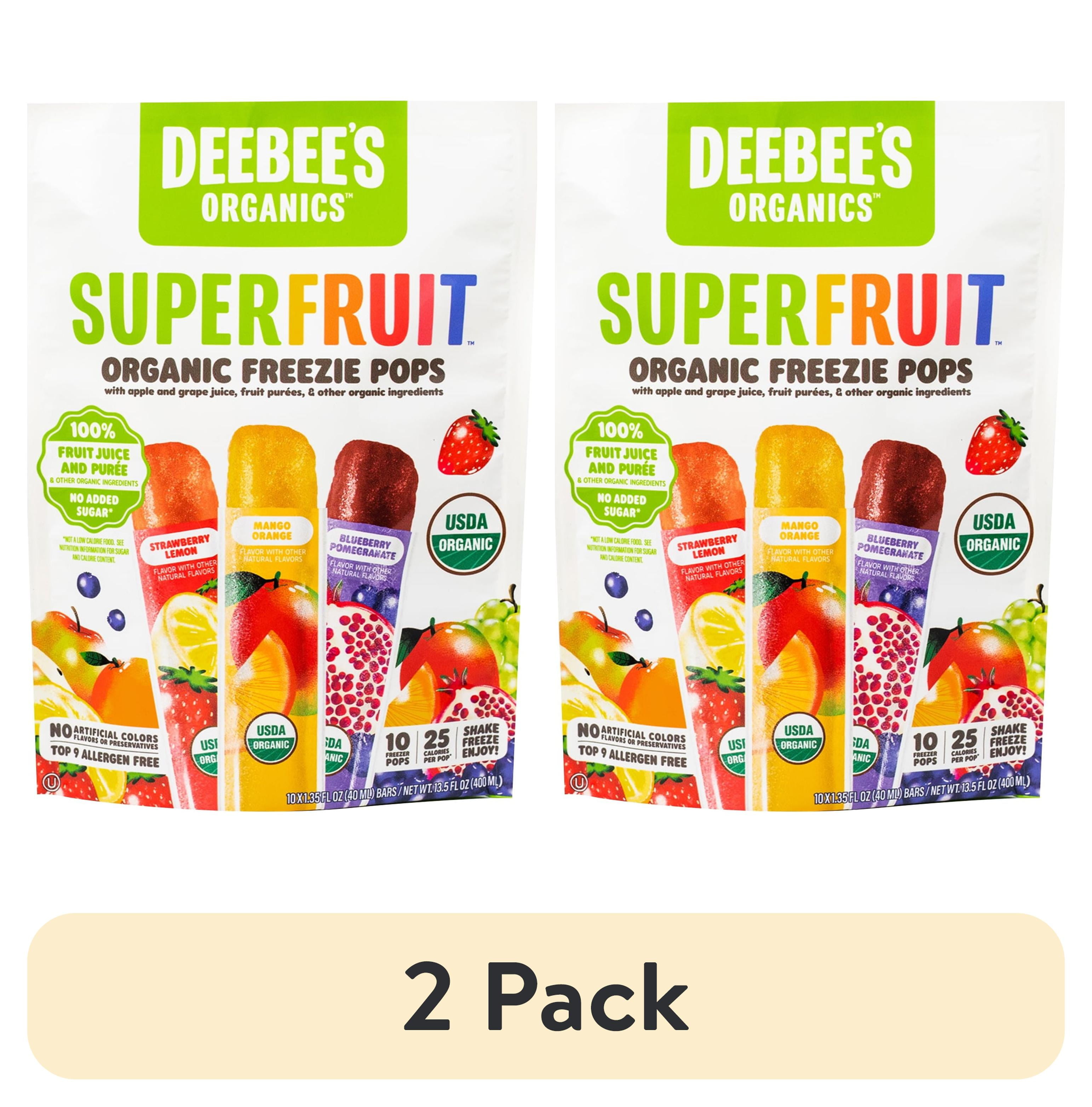 (2 pack) Deebee's Organics Fruit Freezies Ice Pops, Gluten-Free, 1.35 ...