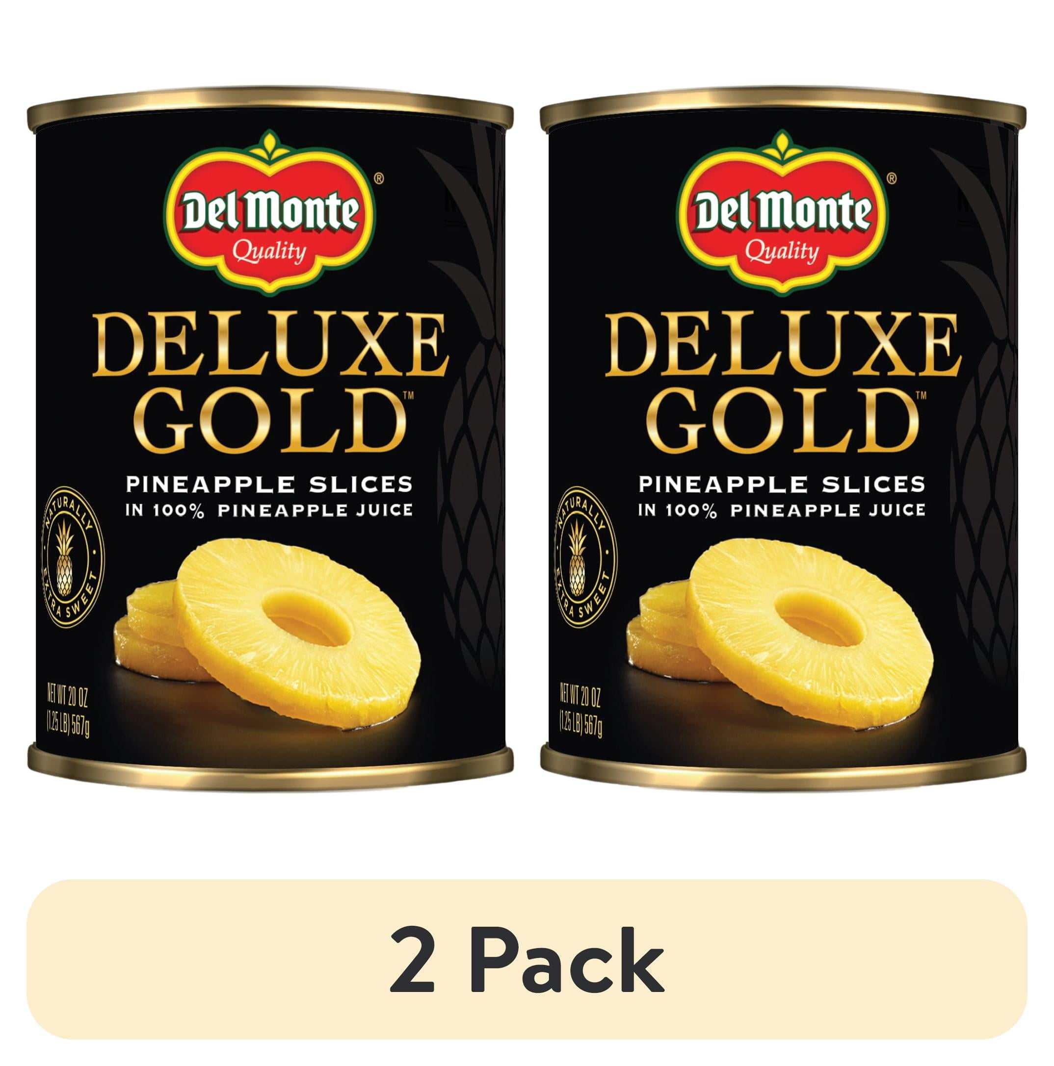 (2 pack) Del Monte Deluxe Gold Pineapple Slices in 100% Pineapple Juice, 20 oz Can, Canned Fruit ...