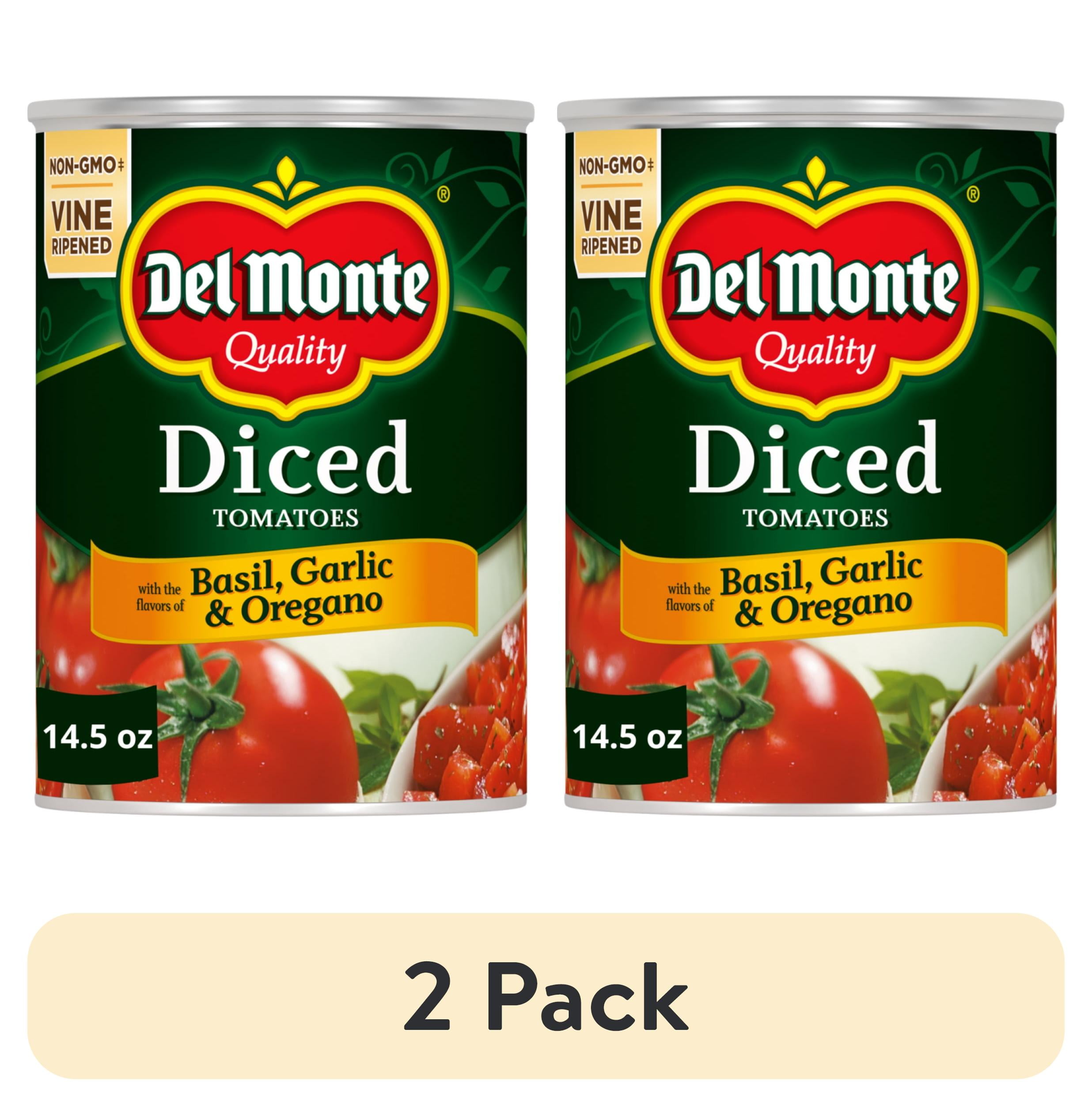 (2 pack) Del Monte Diced Tomatoes with the Flavors of Basil, Garlic ...