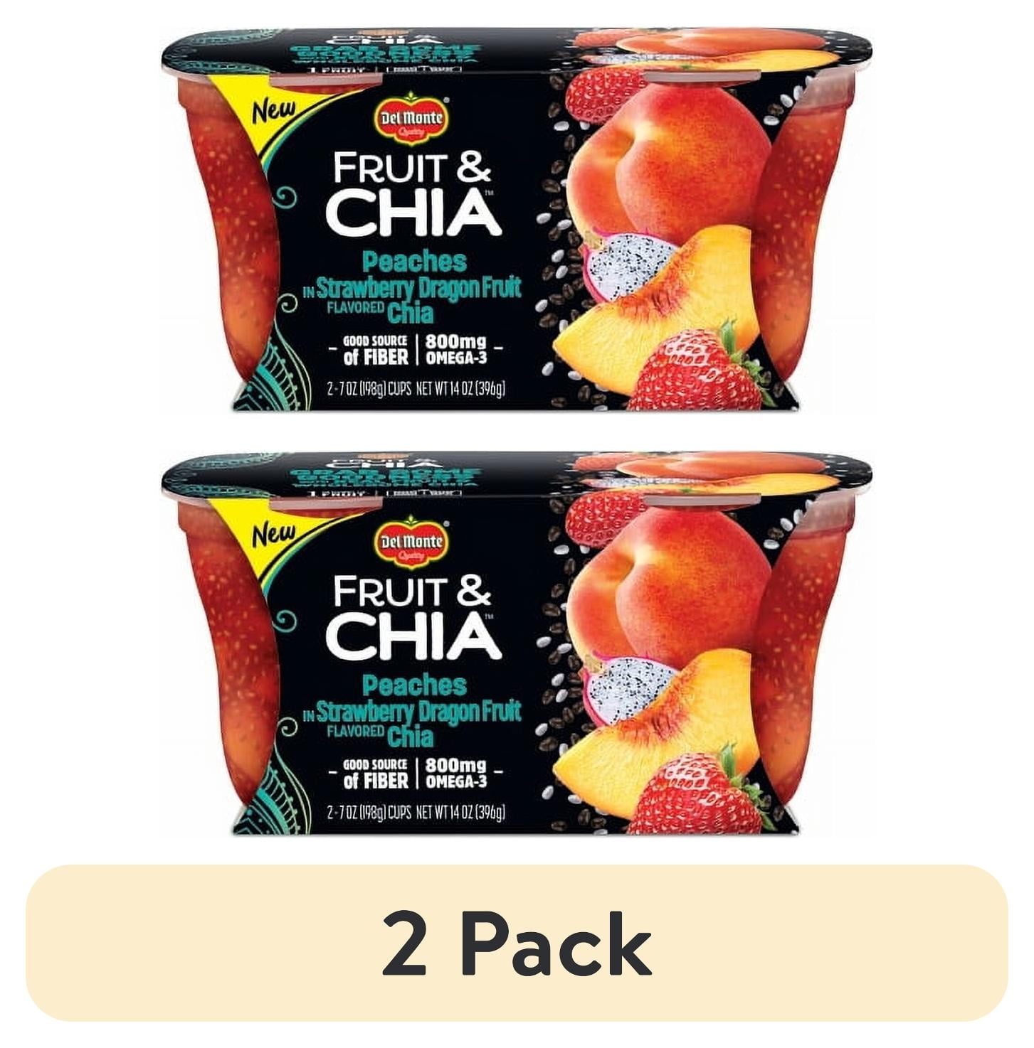 (2 pack) Del Monte Fruit Refreshers Peaches and Chia Fruit Cup Snacks ...