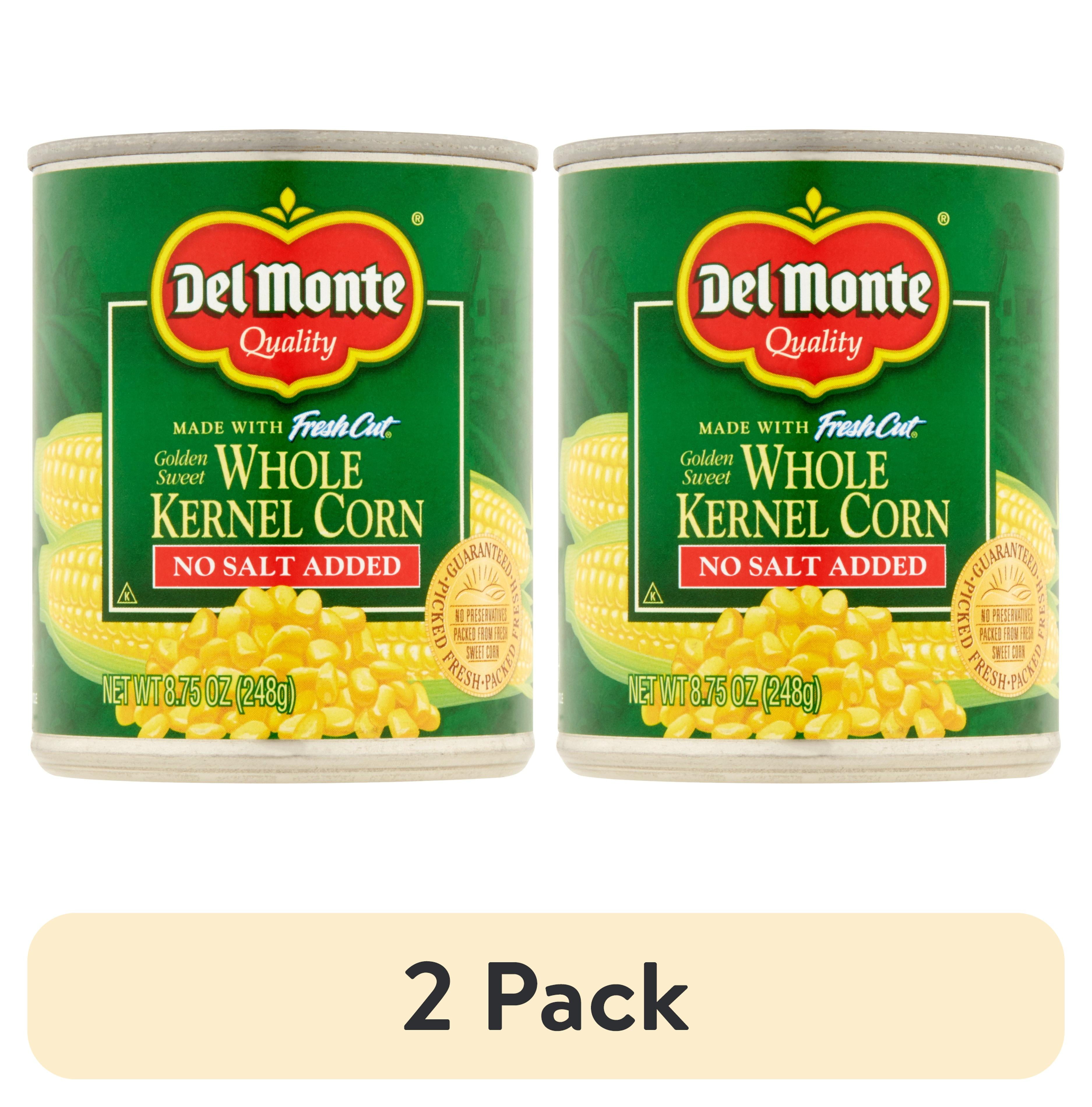 (2 pack) Del Monte No Salt Added Golden Sweet Whole Kernel Corn, Canned ...