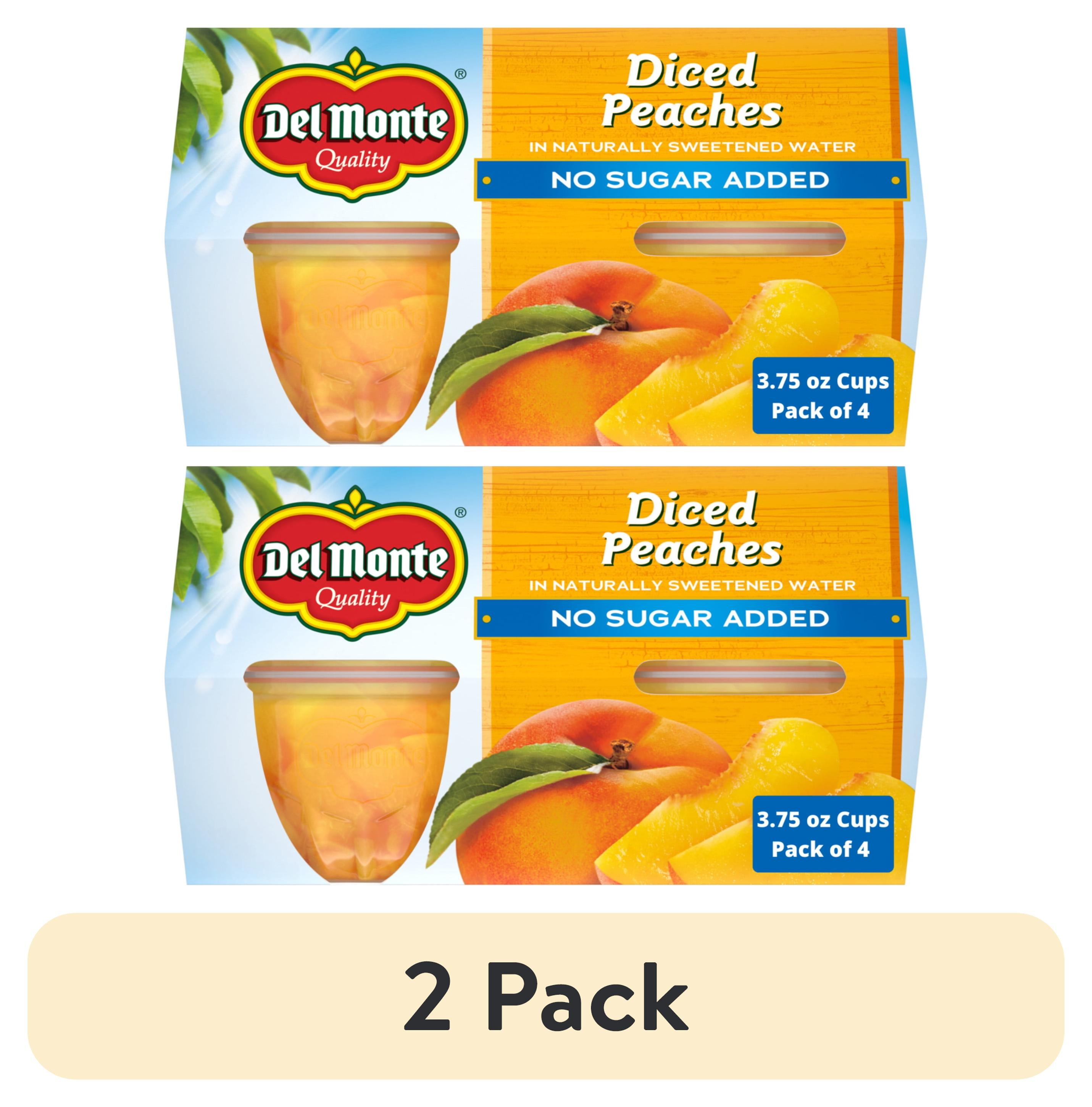 (2 pack) Del Monte No Sugar Added Diced Peaches Fruit Cup Snacks, 3.75 ...