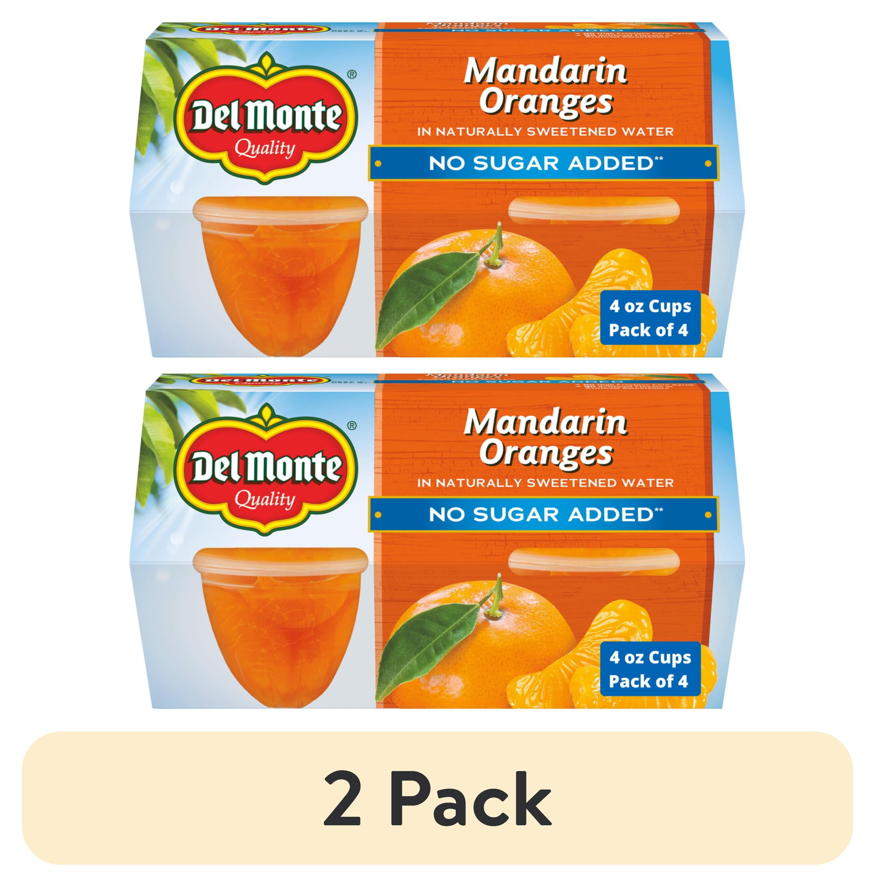 (2 pack) Del Monte No Sugar Added Mandarin Oranges Fruit Cup Snacks, 4 ...