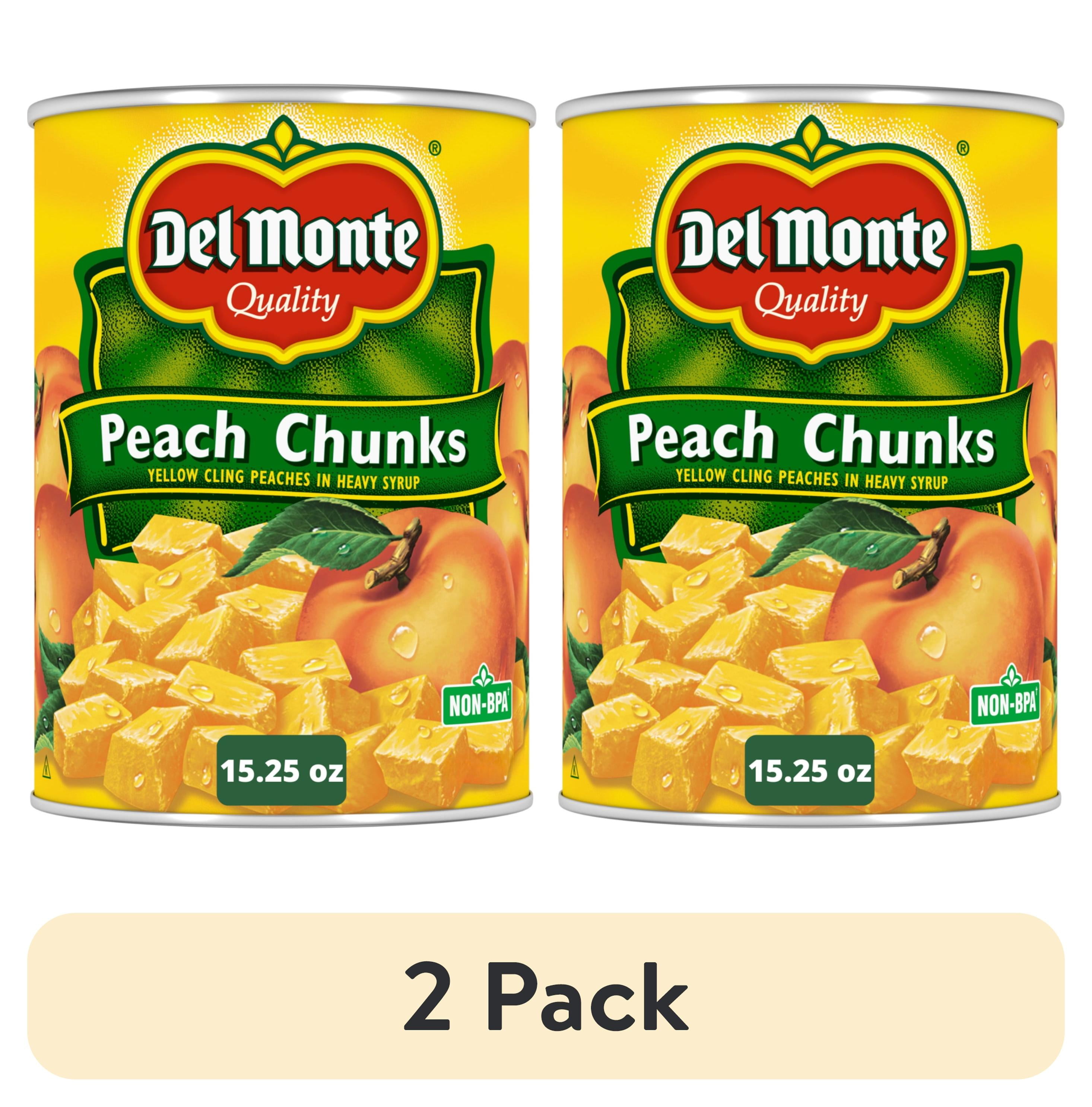 (2 pack) Del Monte Yellow Cling Peach Chunks, Canned Fruit, 15.25 oz ...