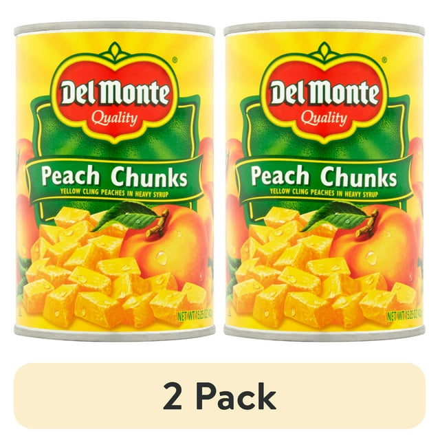 (2 pack) Del Monte Yellow Cling Peach Chunks, Canned Fruit, 15.25 oz ...