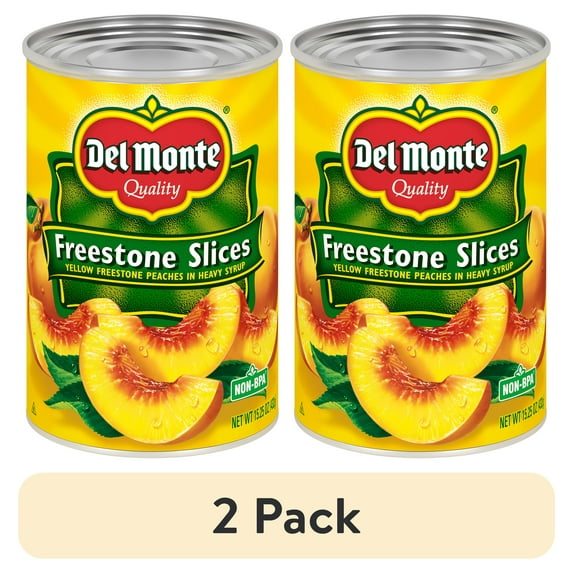 (2 pack) Del Monte Yellow Freestone Sliced Peaches, Canned Fruit, 15.25 ...