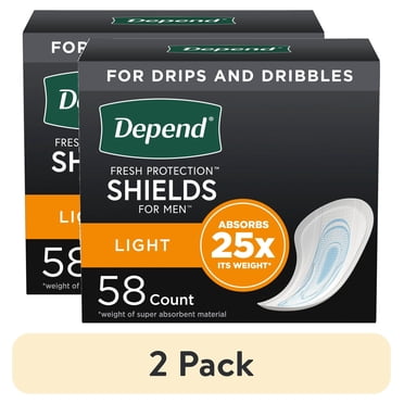 Depend Men's Bladder Control Pads, Light Absorbency, One Size Fits Most ...