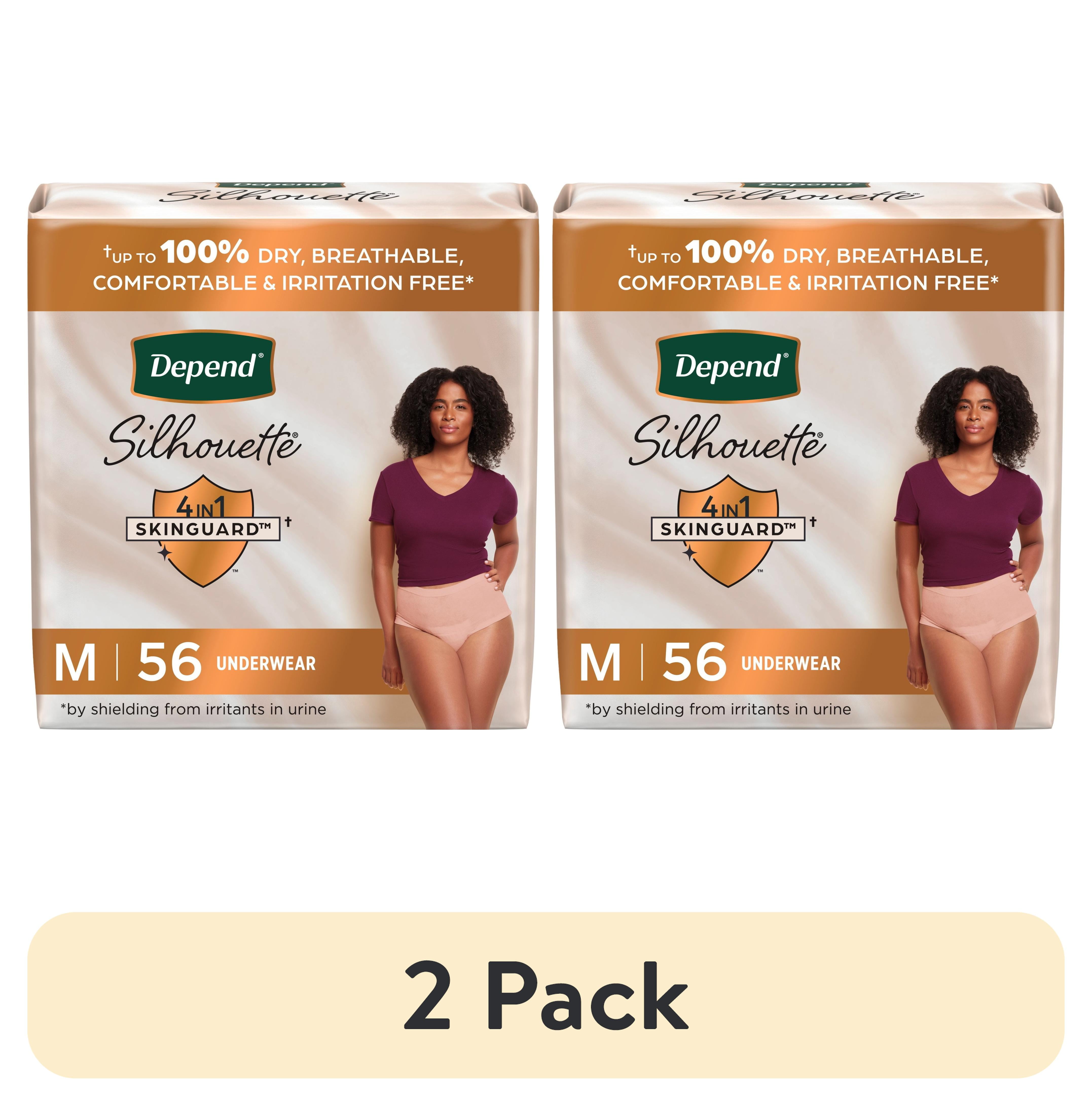(2 pack) Depend Silhouette Women’s Incontinence & Postpartum Bladder Leak Underwear, M, 56 Count ...