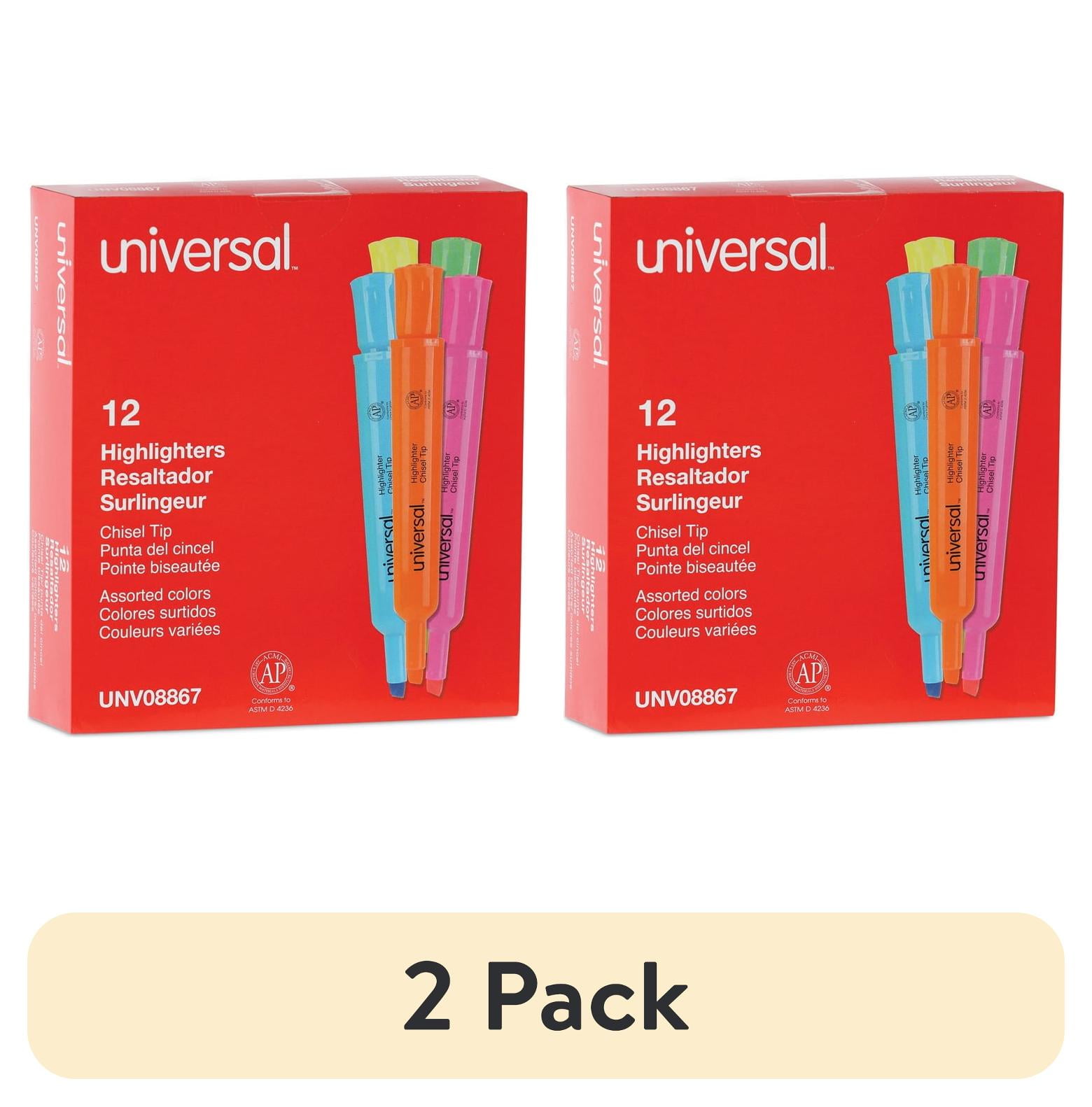 (2 pack) Universal UNV08867 Chisel Tip Desk Highlighters - Assorted ...