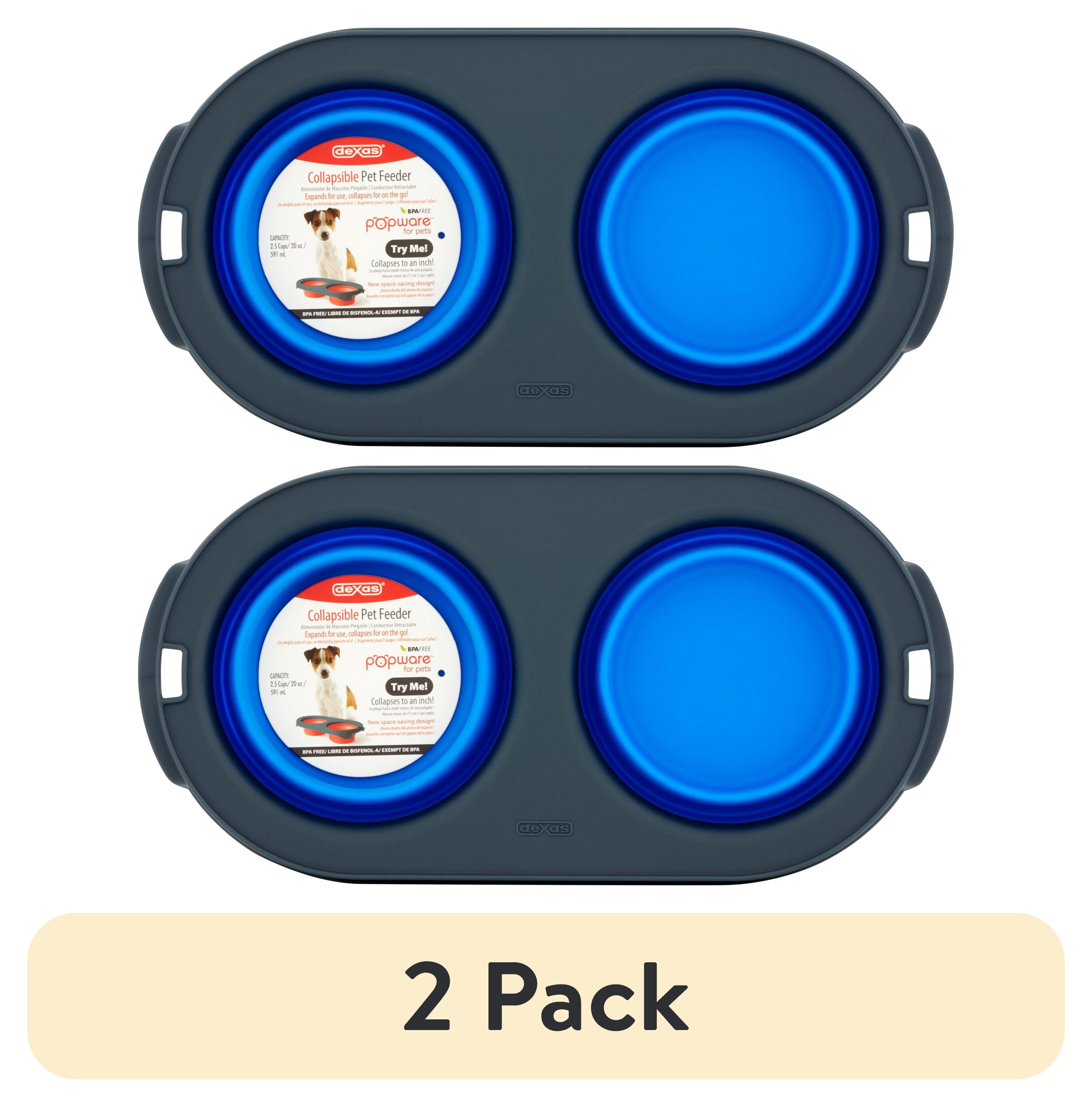 (2 pack) Dexas 20 oz Collapsible Pet Feeder - Walmart.com
