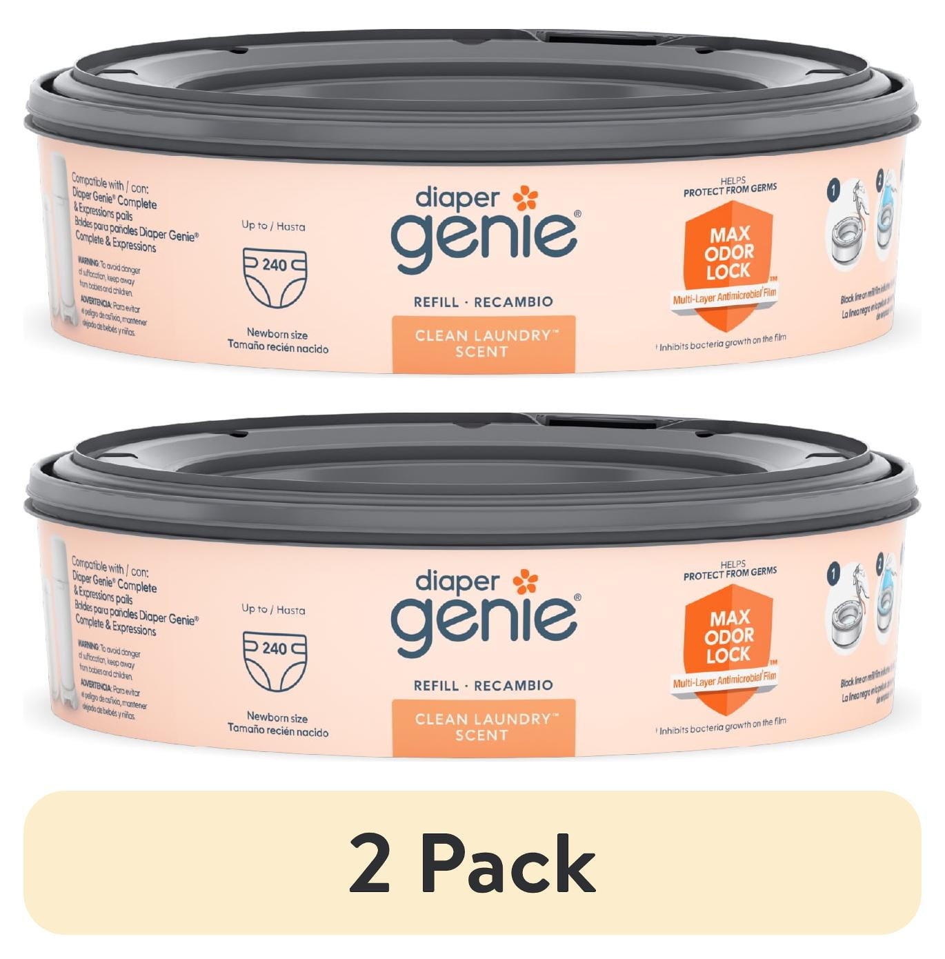 (2 pack) Diaper Genie Refill, Clean Laundry Scent, Max Odor Lock, 6.4m ...