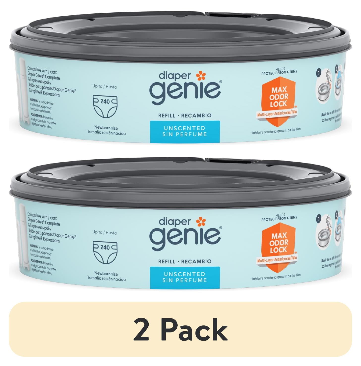 (2 pack) Diaper Genie Diaper Pail Round Refill,Unscented, Holds up to ...