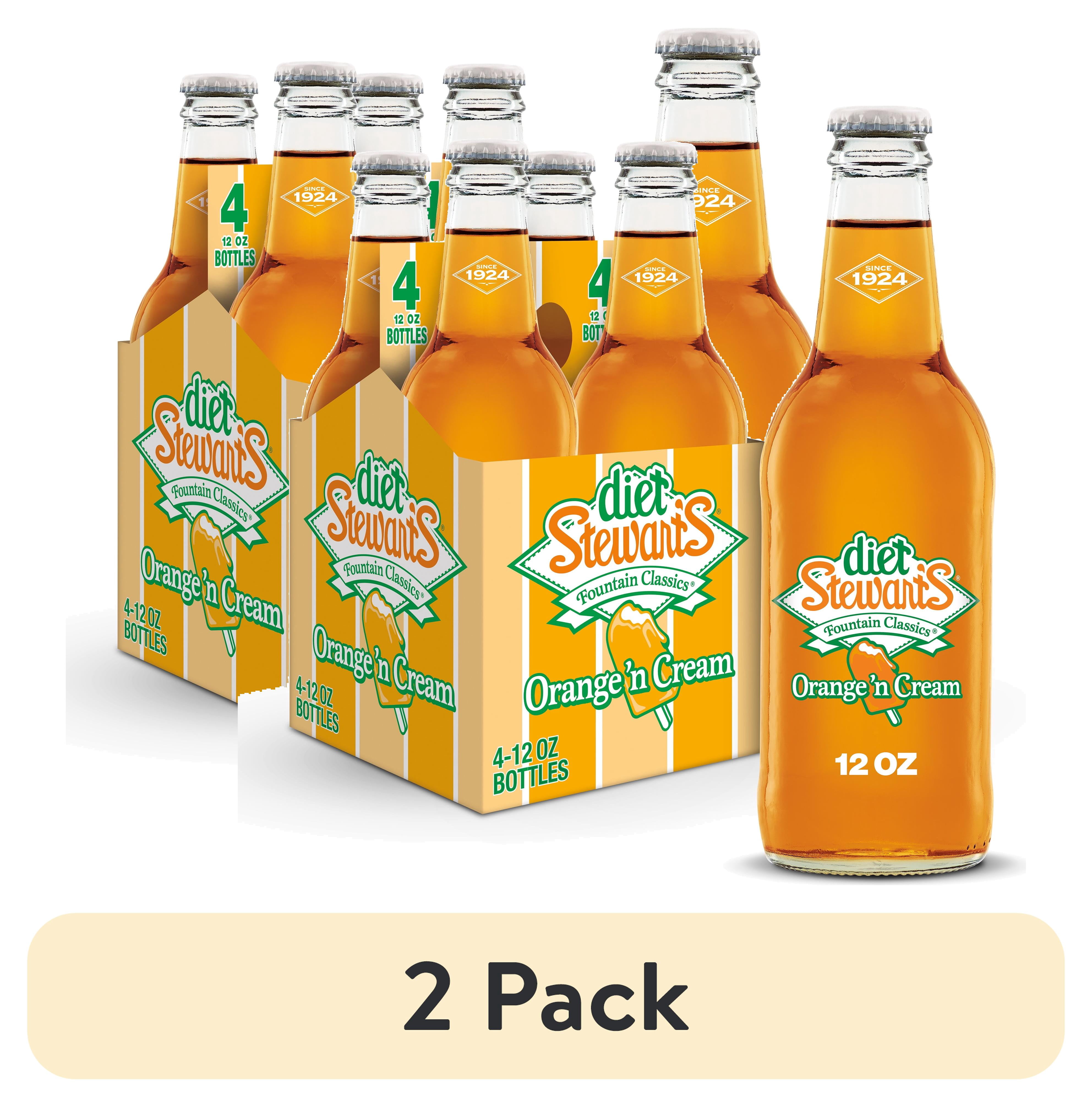 (2 pack) Diet Stewart's Orange 'n Cream Soda, 12 fl oz glass bottles, 4 ...