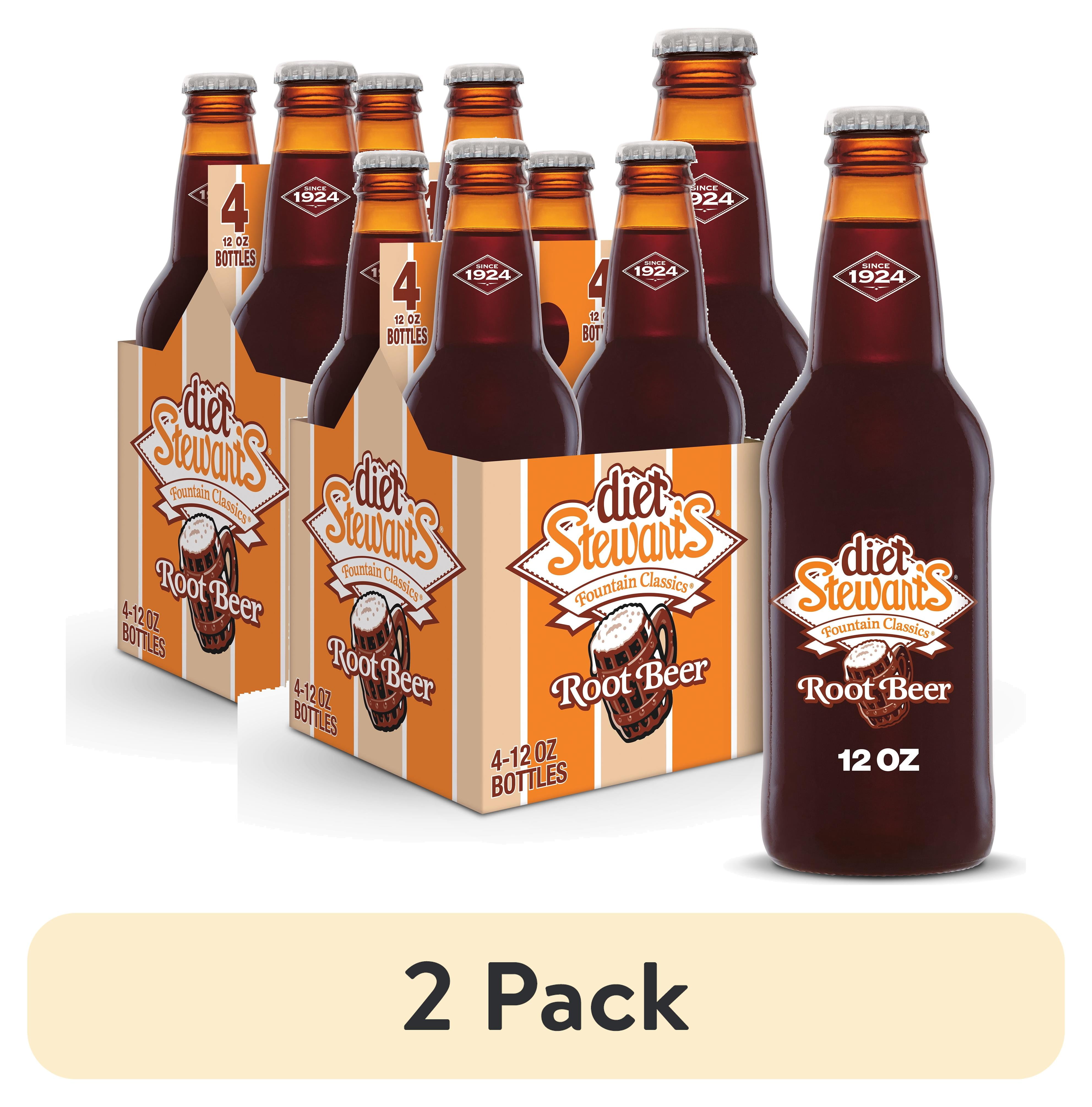 (2 pack) Diet Stewart's Root Beer Soda, 12 fl oz glass bottles, 4 Pack ...