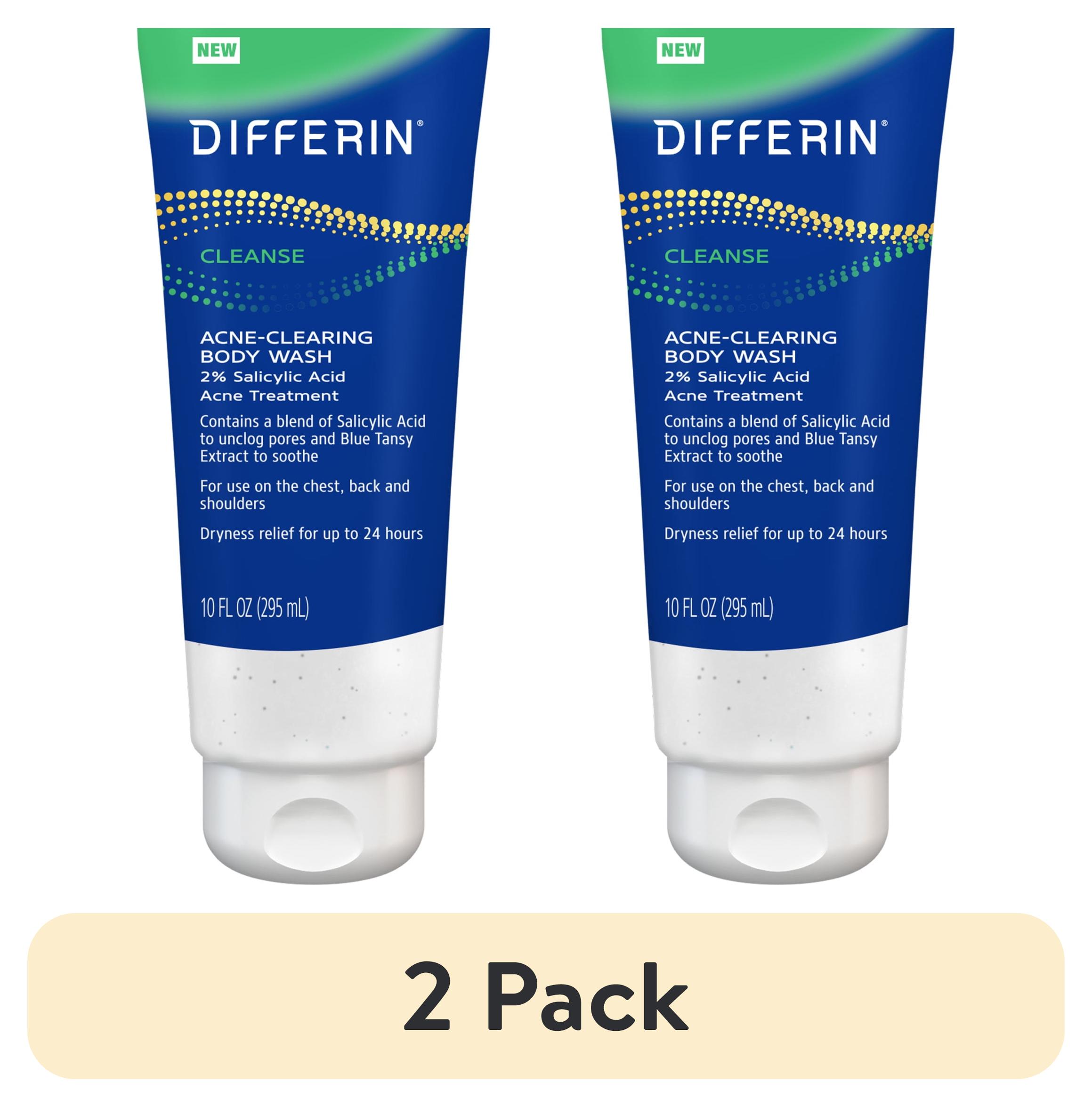 (2 pack) Differin Acne-Clearing Body Wash with 2% Salicylic Acid, Cream-to-Lather Cleanser, Back ...