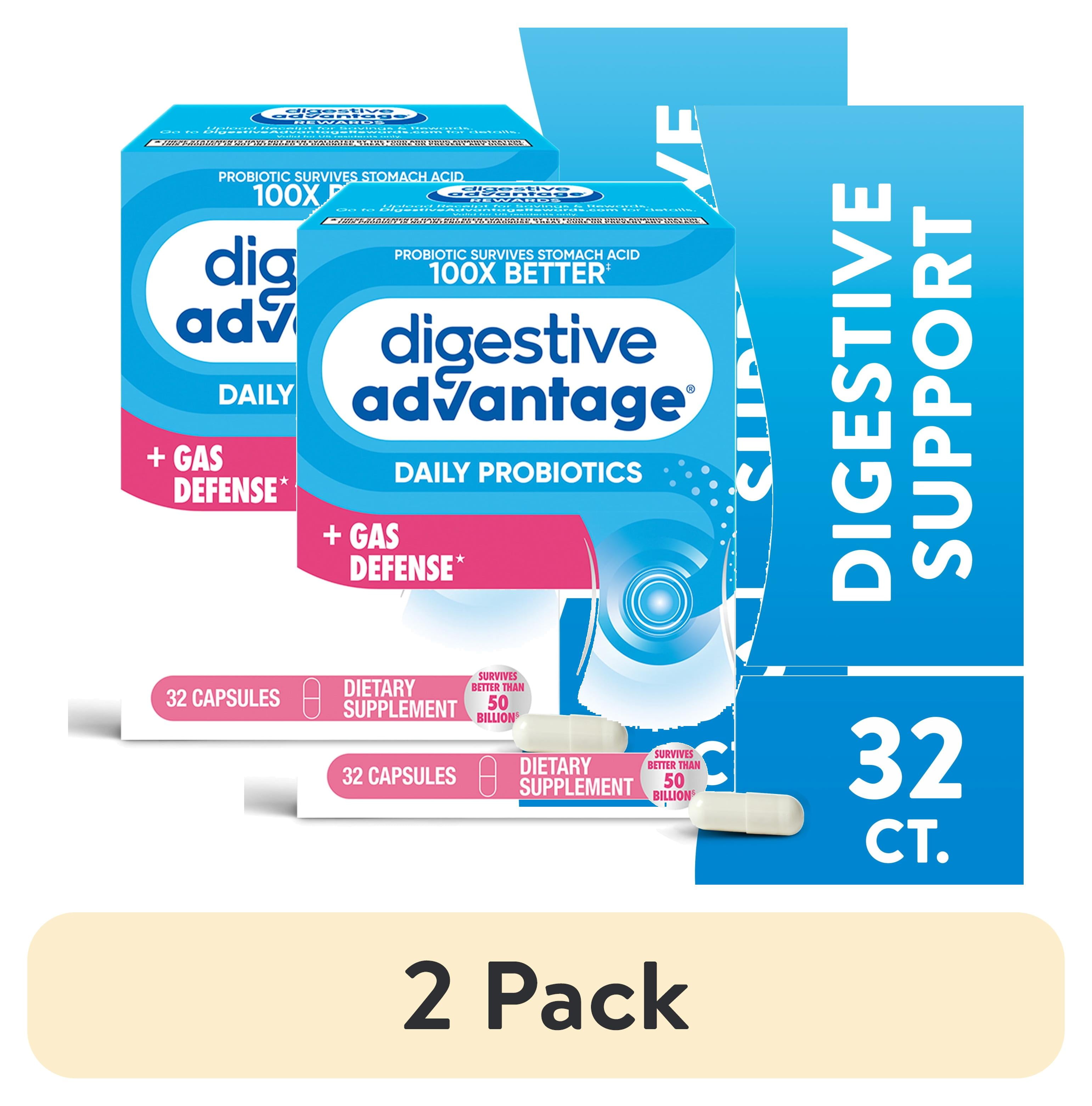 (2 pack) Digestive Advantage Gas Defense Probiotics For Women And Men ...