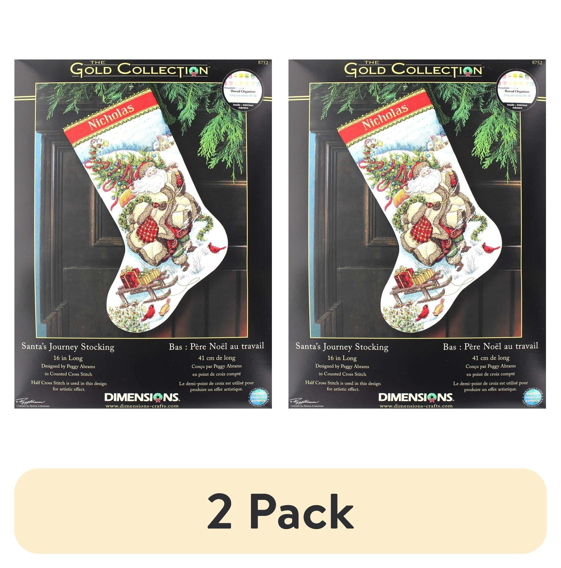 (2 pack) Dimensions Cross Stitch Kit Stocking Santa'sJourny - Walmart.com