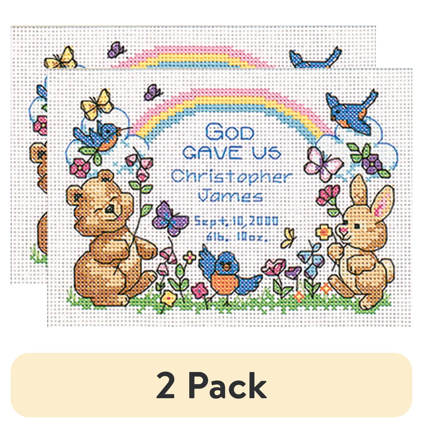 (2 pack) Dimensions "God's Babies" Birth Record Mini Counted Cross ...