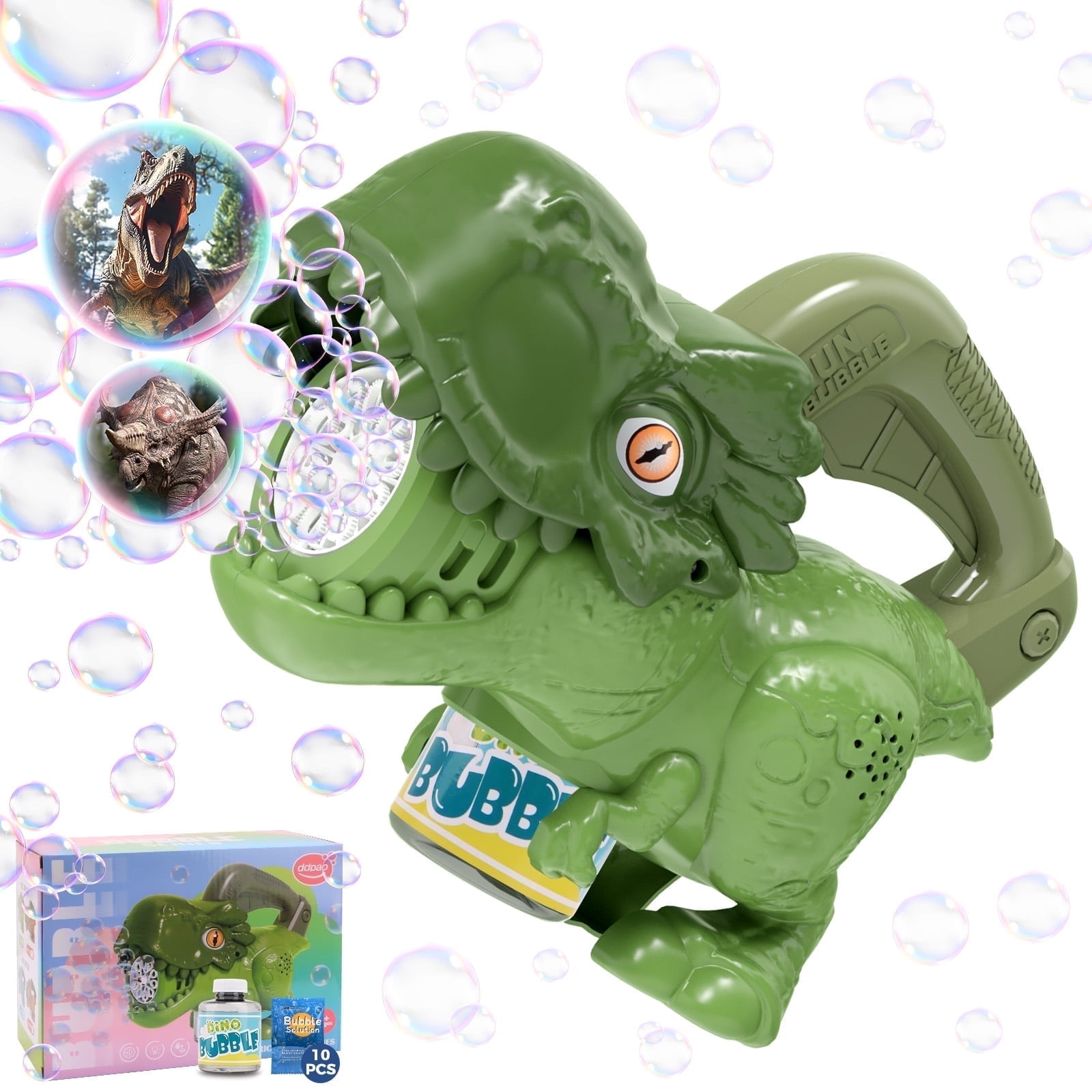 (2 pack) Dinosaur Bubble Machine for Kids, Automatic Handheld T-Rex ...