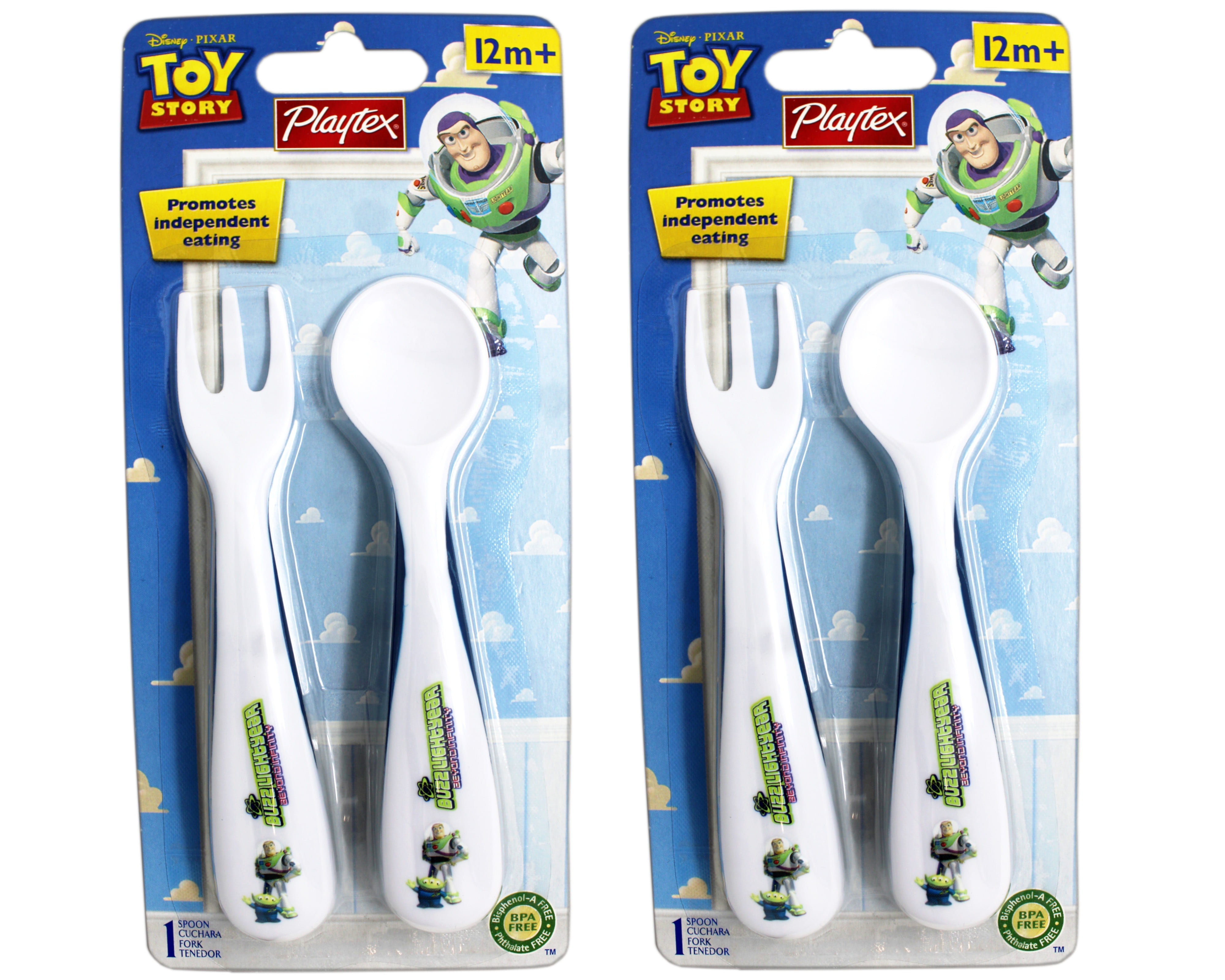 (2 pack) Disney Pixar Toy Story Buzz Lightyear Fork and Spoon Utensil ...
